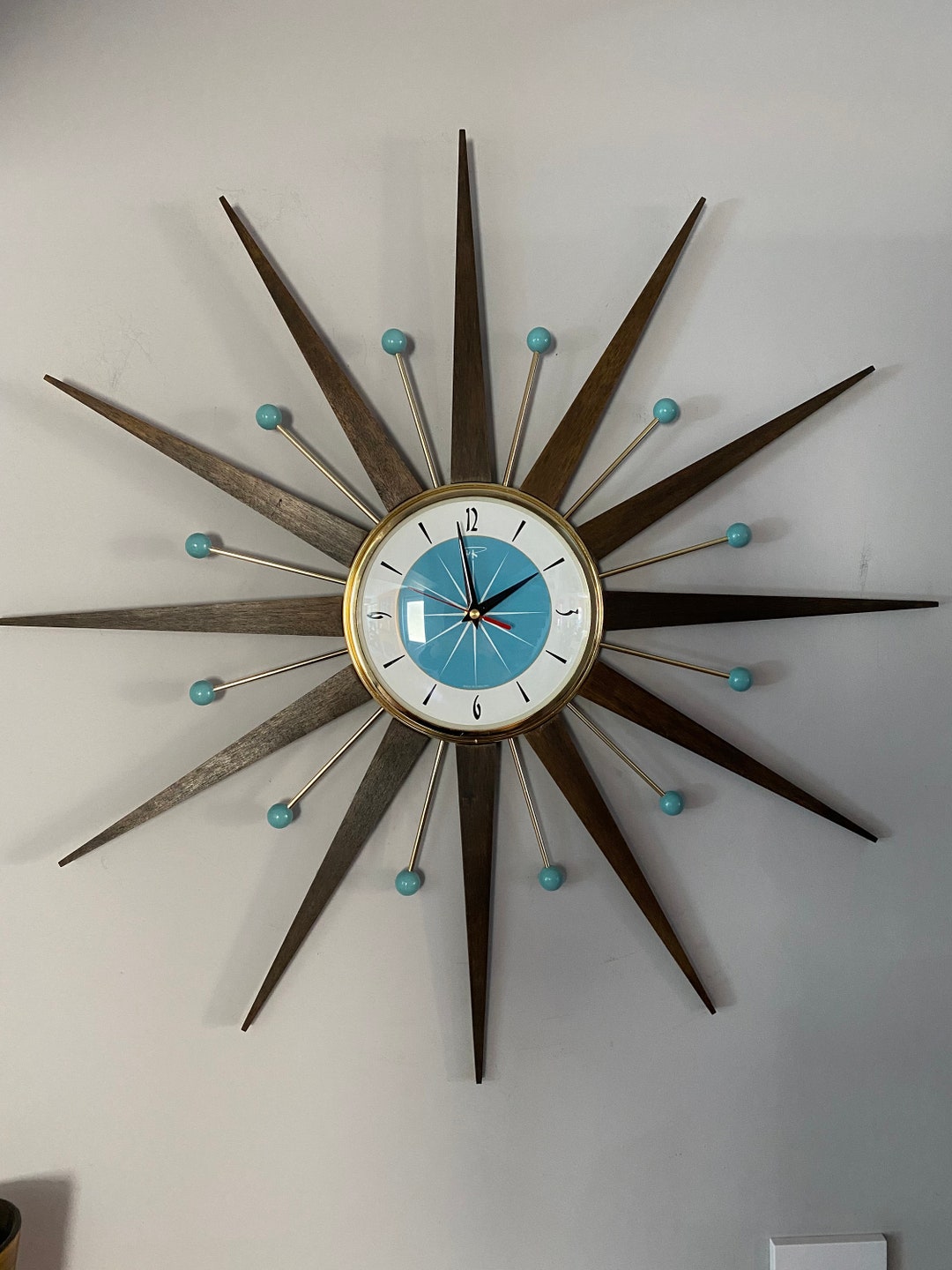 27 Inch Hand Made Mid Century Style Starburst Clock by Royale With ...