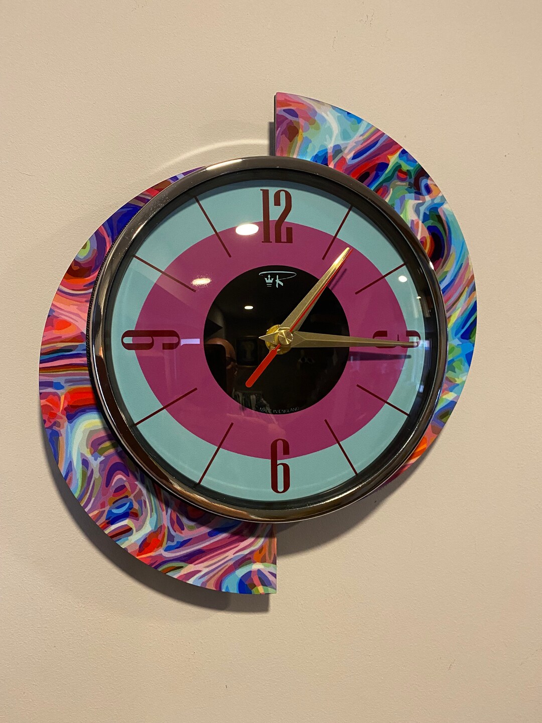Psychedelic Spinning Meteor Formica Caravan Wall Clock From Royale ...