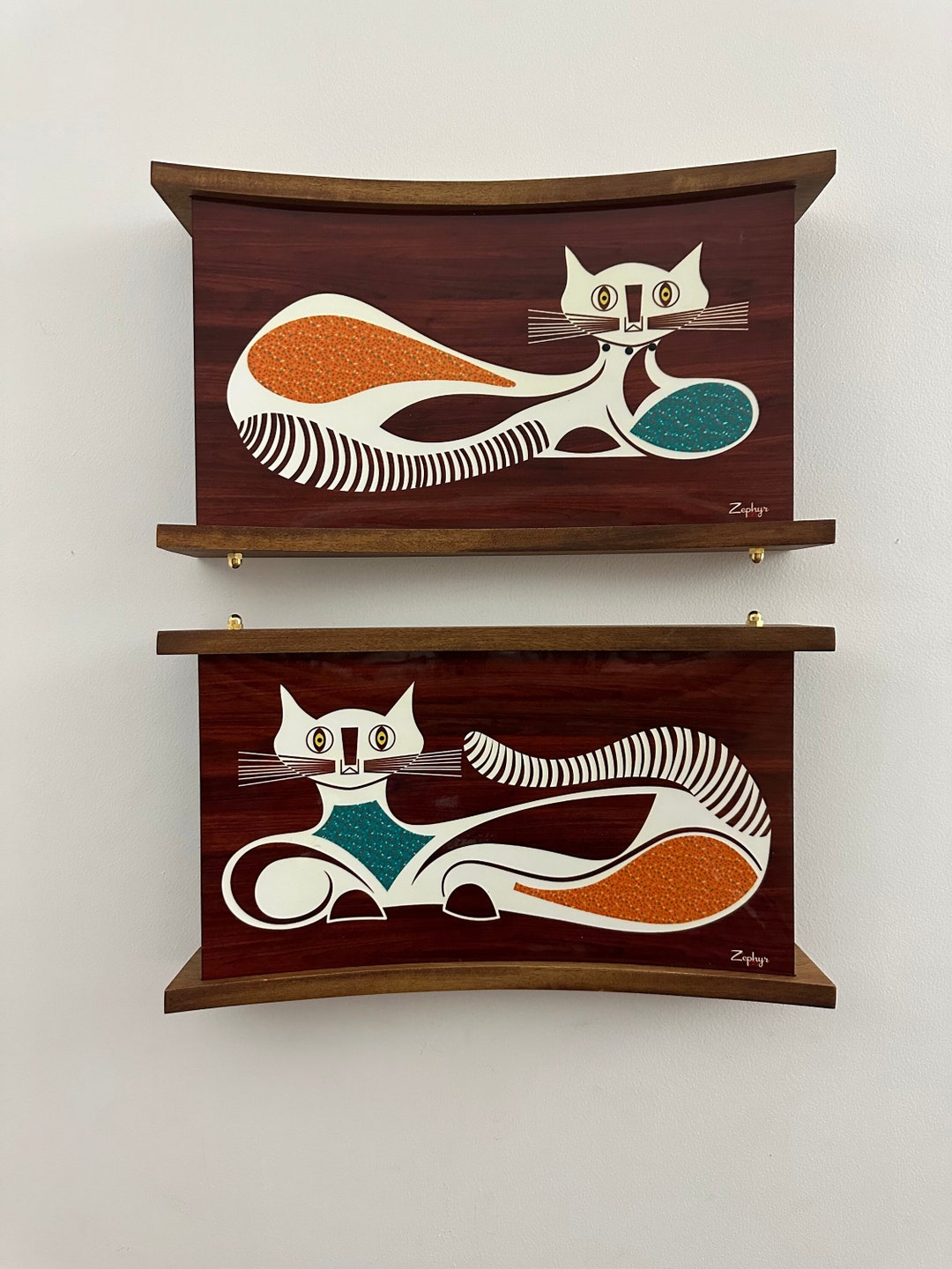 Matching Pair of British Handmade Retro Mid Century Modern Style Atomic ...