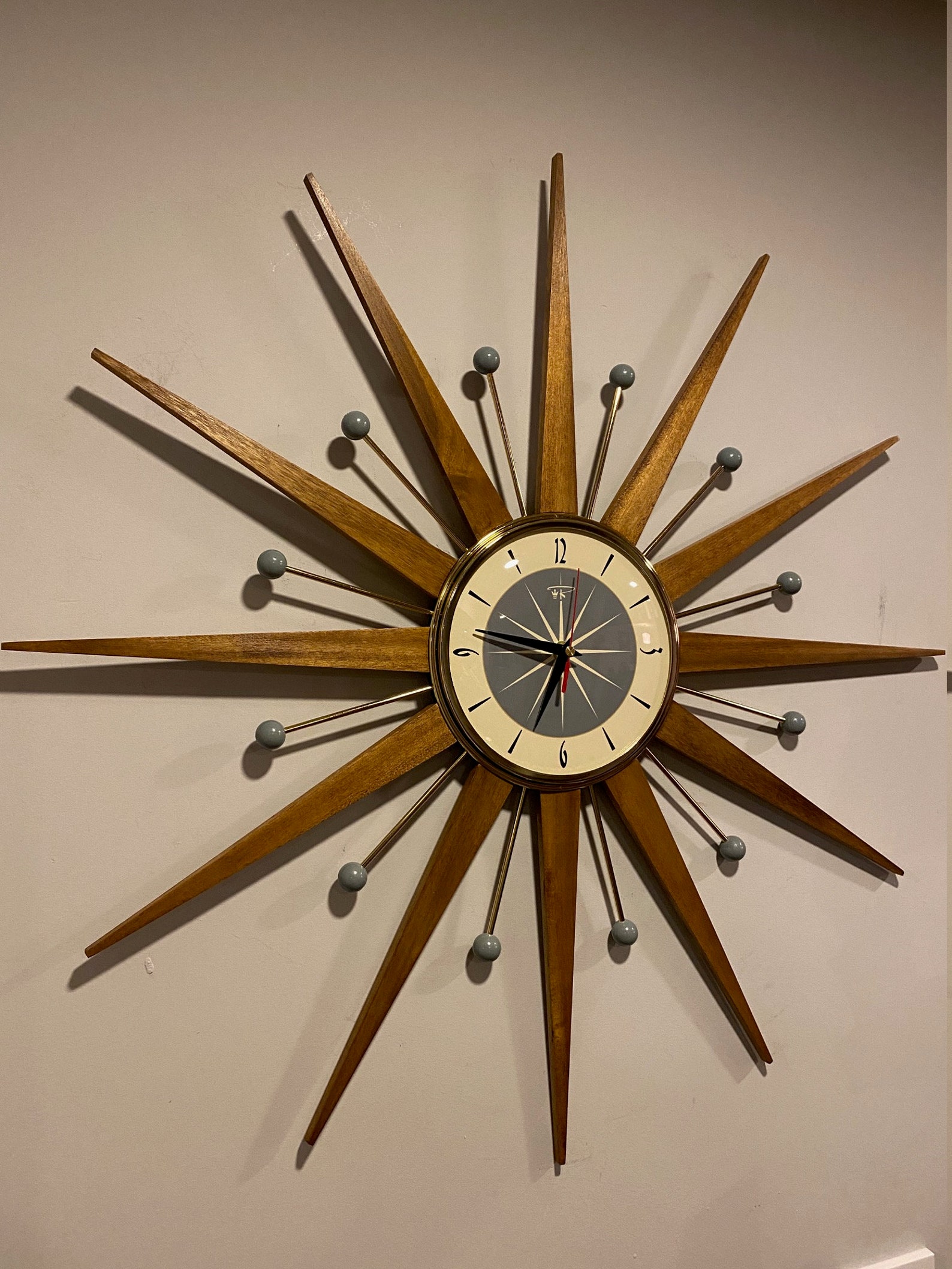 26 Hand Made Mid Century Style Starburst Goldtone Clock - Etsy