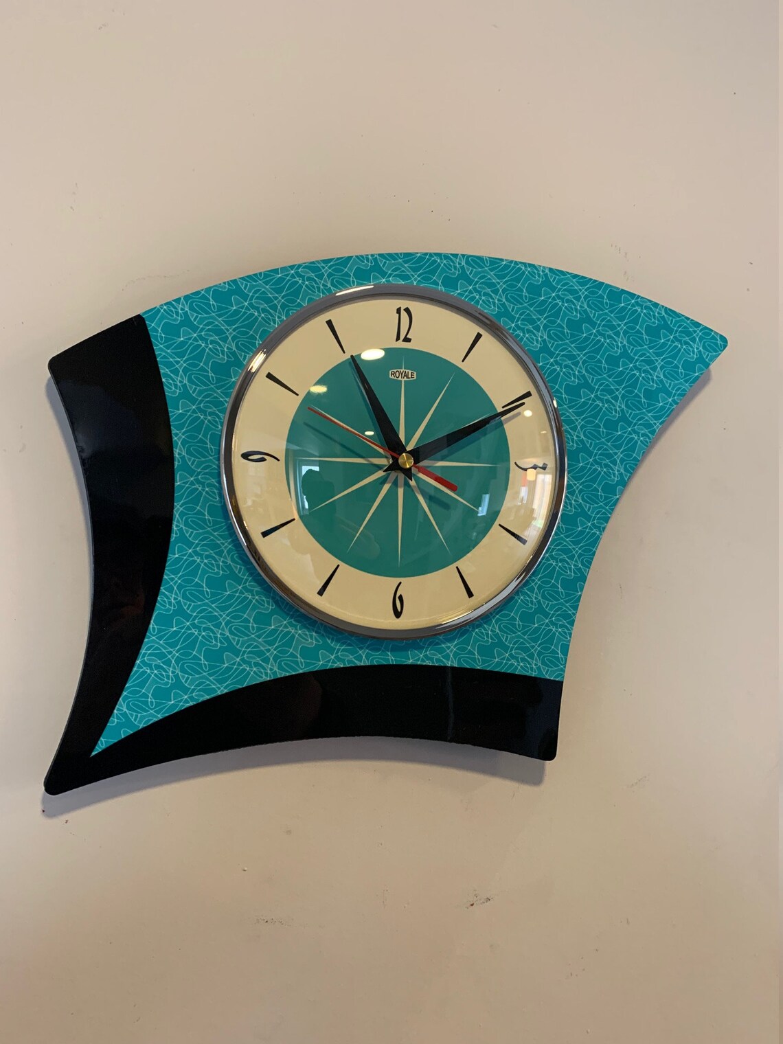 Colour Etched Asymmetric Formica Caravan Wall Clock from | Etsy