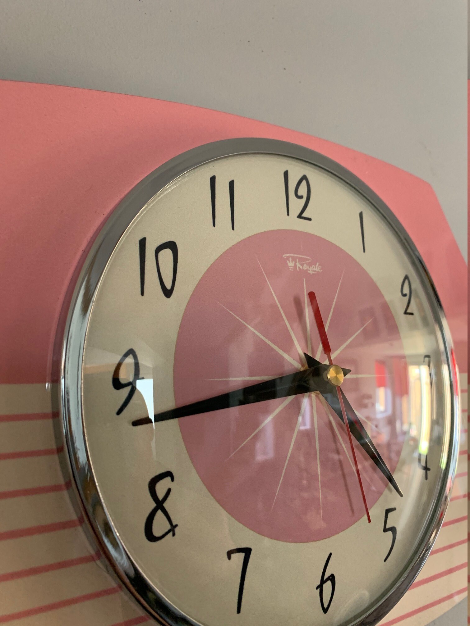Handmade Retro Formica Wall Clock in First Lady Pink From | Etsy