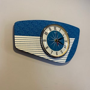 Handmade Smokey Blue Formica Wall Clock From Royale - Midcentury French ...