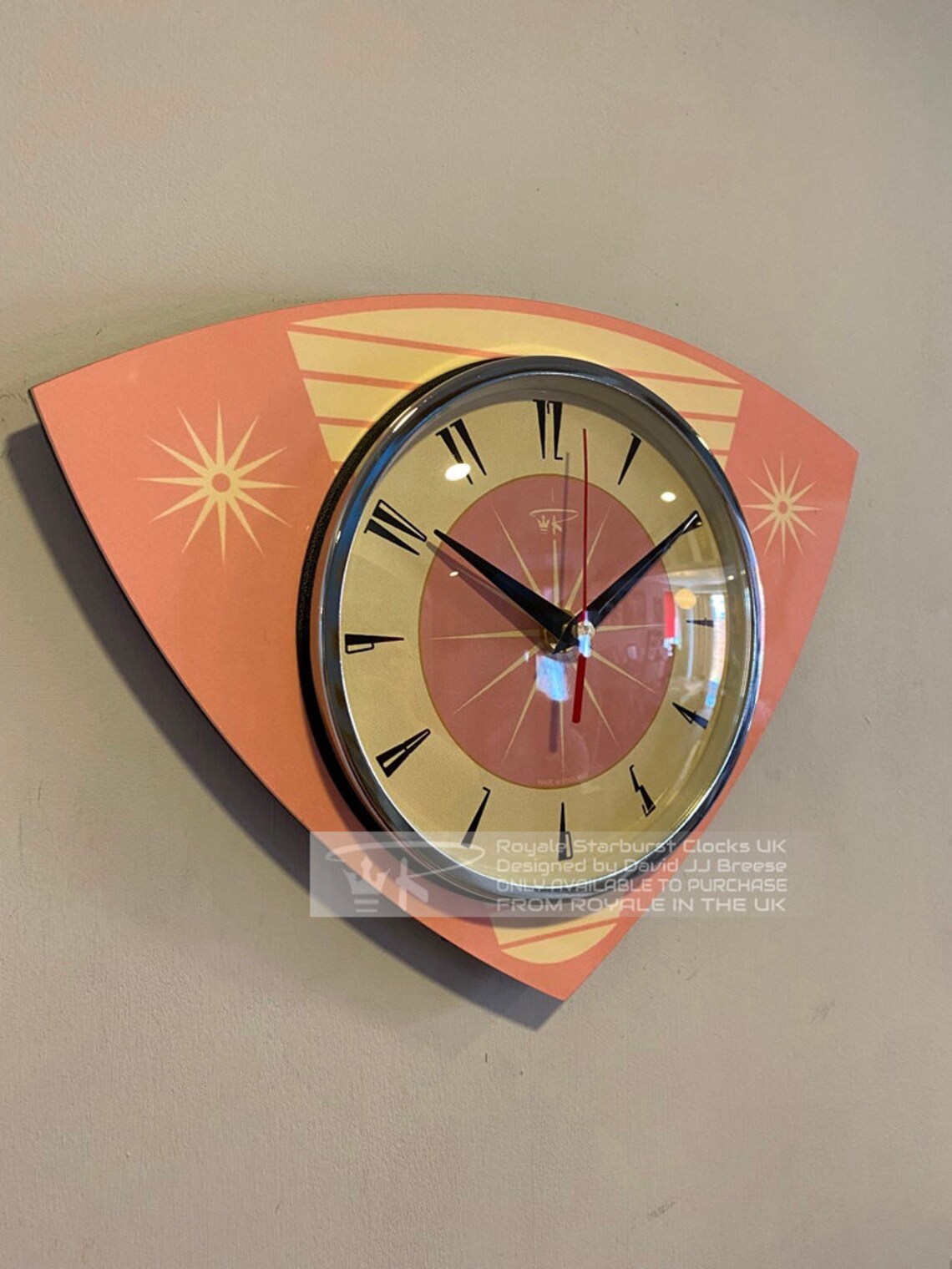 Colour Etched Trianguloid Lucite Caravan Wall Clock From - Etsy