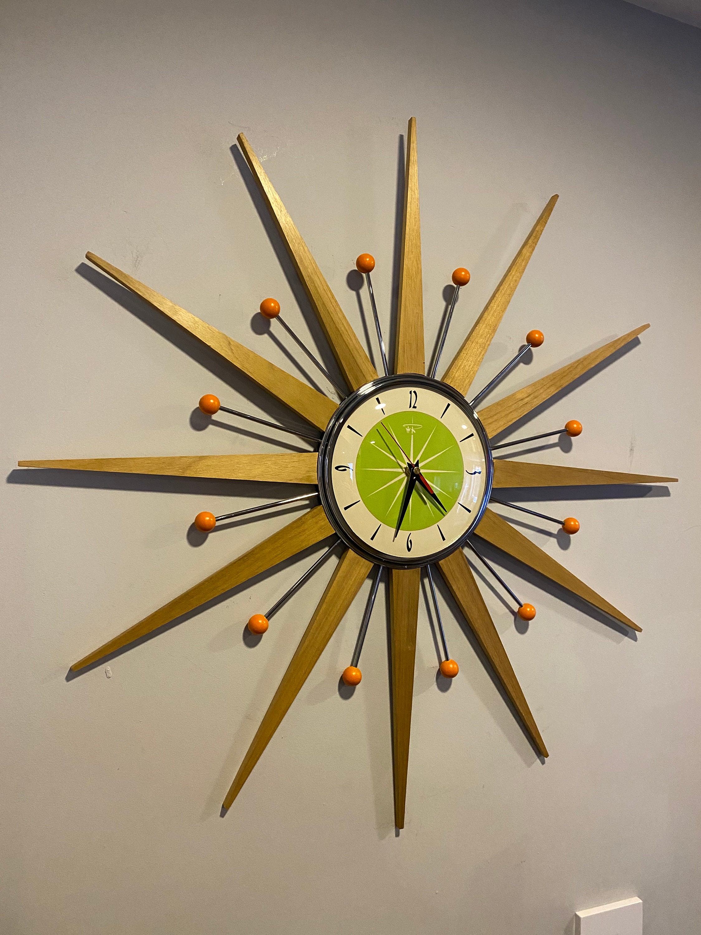 27 Inch Hand Made Mid Century Style Starburst Sunburst Clock - Etsy UK