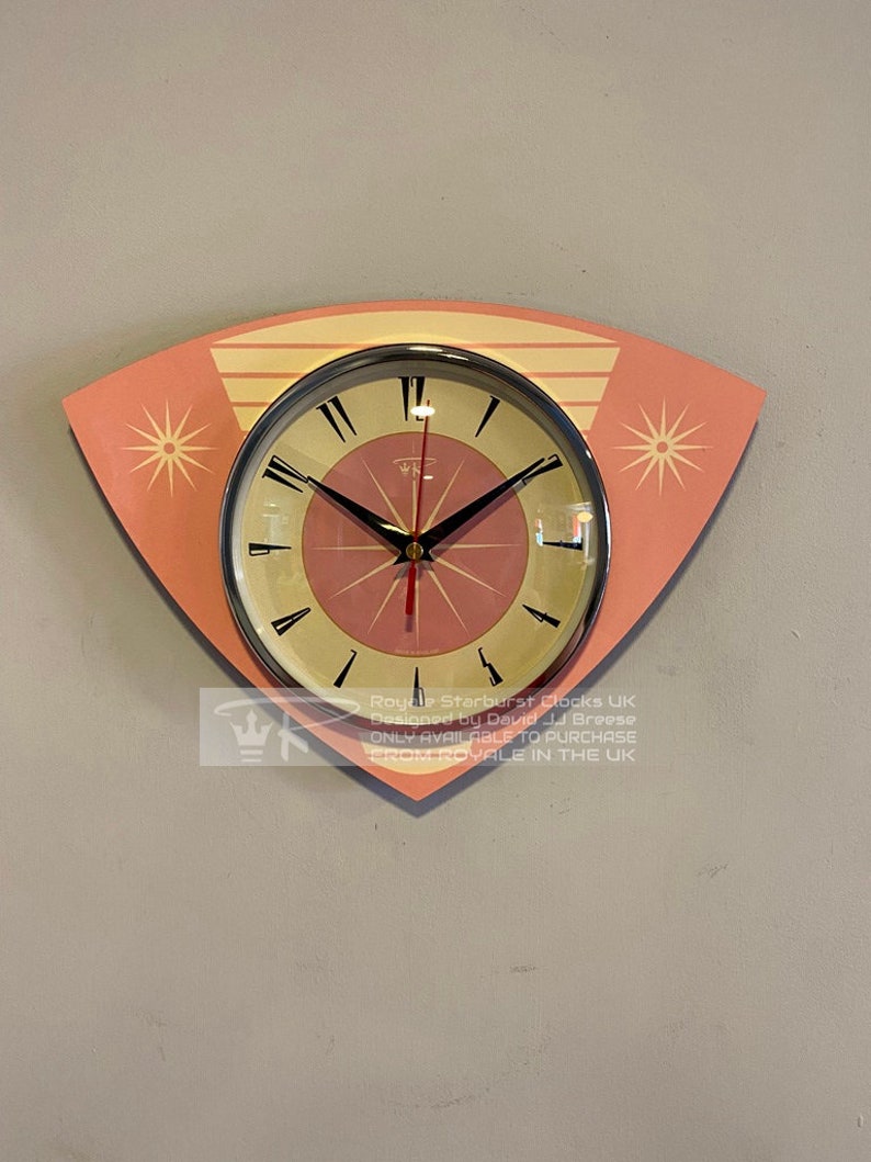 Colour Etched Trianguloid Lucite Caravan Wall Clock From - Etsy