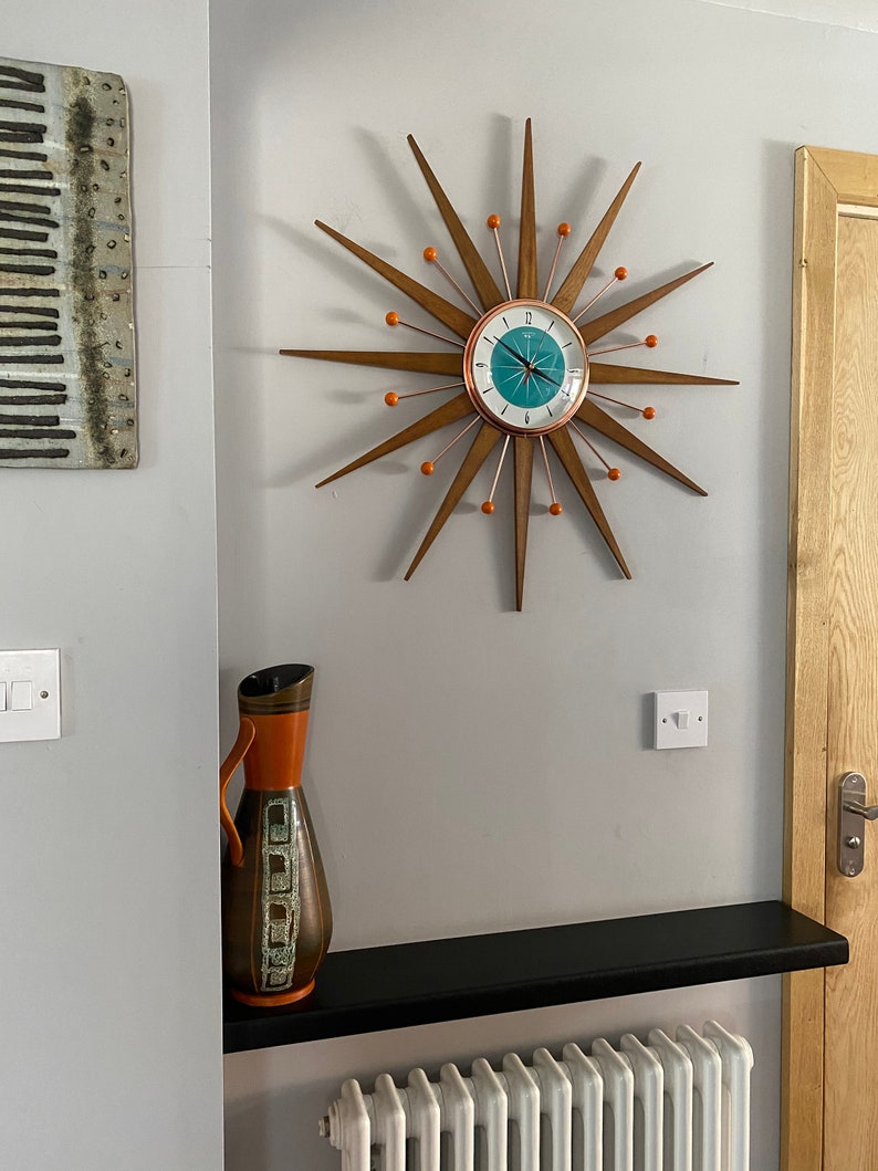 27 Inch Hand Made Mid Century Style Starburst Sunburst Clock - Etsy UK