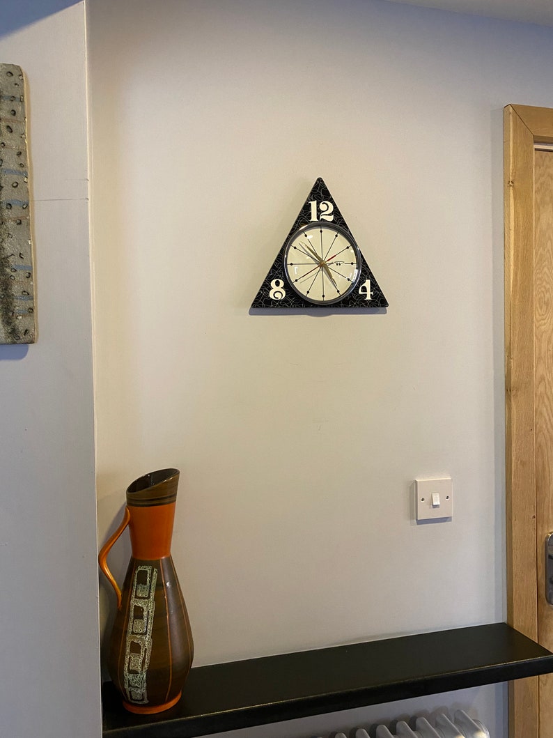 Silent Handmade Triangular Retro Formica Wall Clock From - Etsy