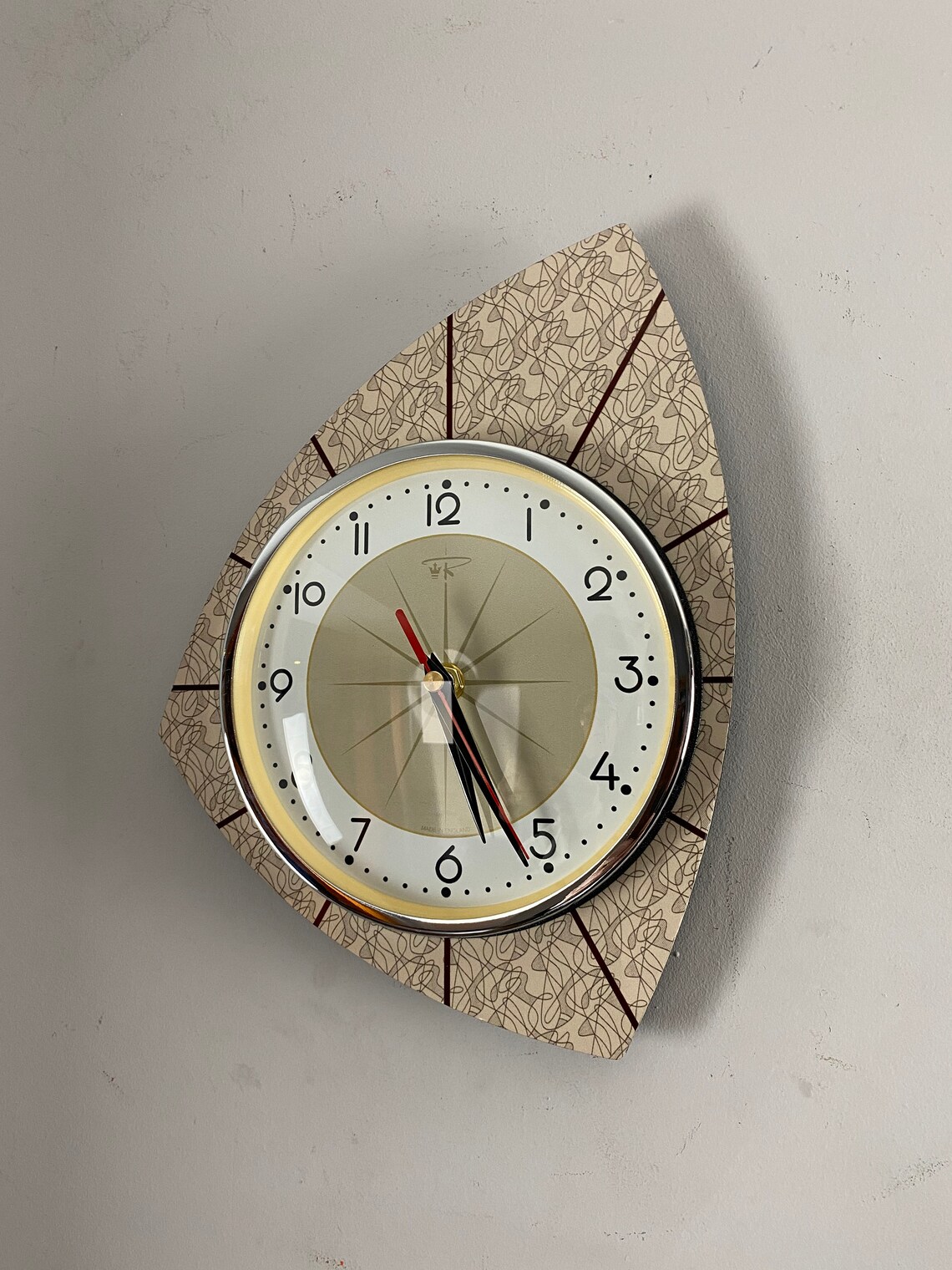 Handmade Asymmetric Midcentury Style Wall Clock in Flax Beige | Etsy