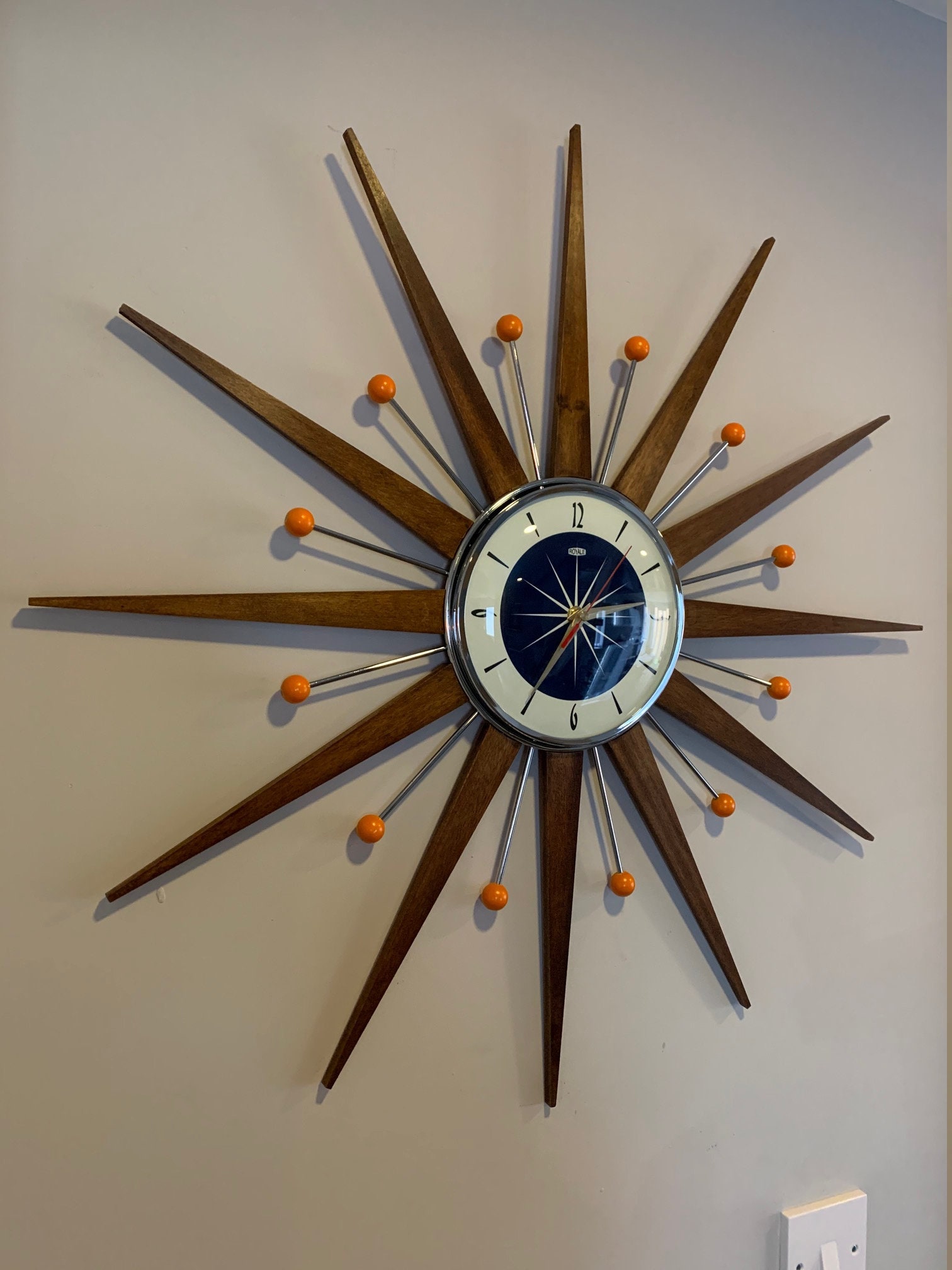 27 inch Hand Made Mid Century style Starburst Sunburst Clock | Etsy