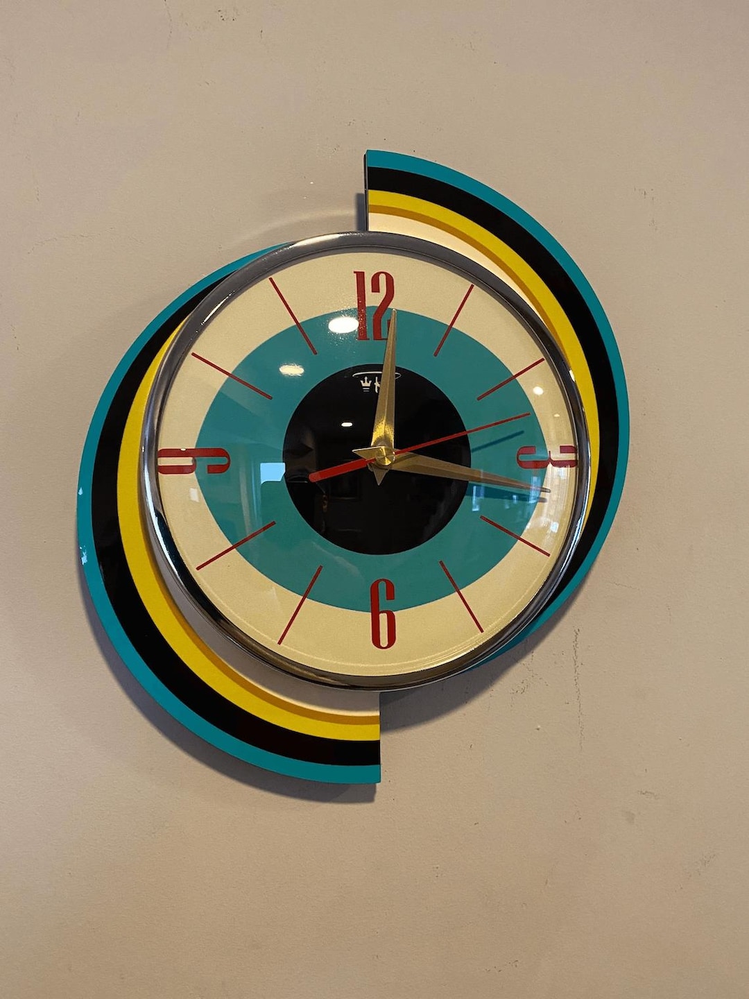 Large Royalexe Turquoise Starburst Wall Clock: Mid-century Atomic ...