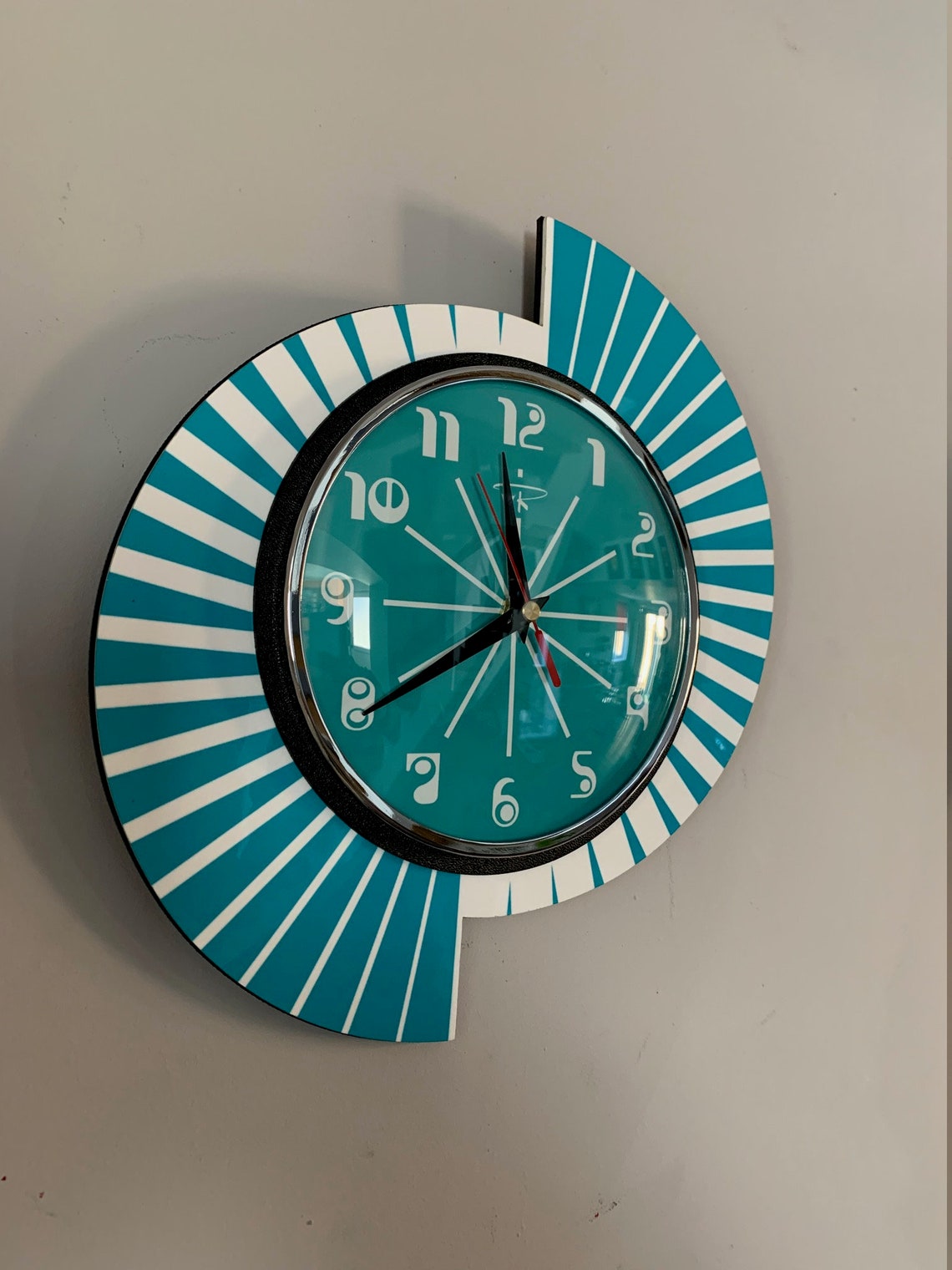 Colour Etched Lucite Formica Wall Clock From Royale | Etsy