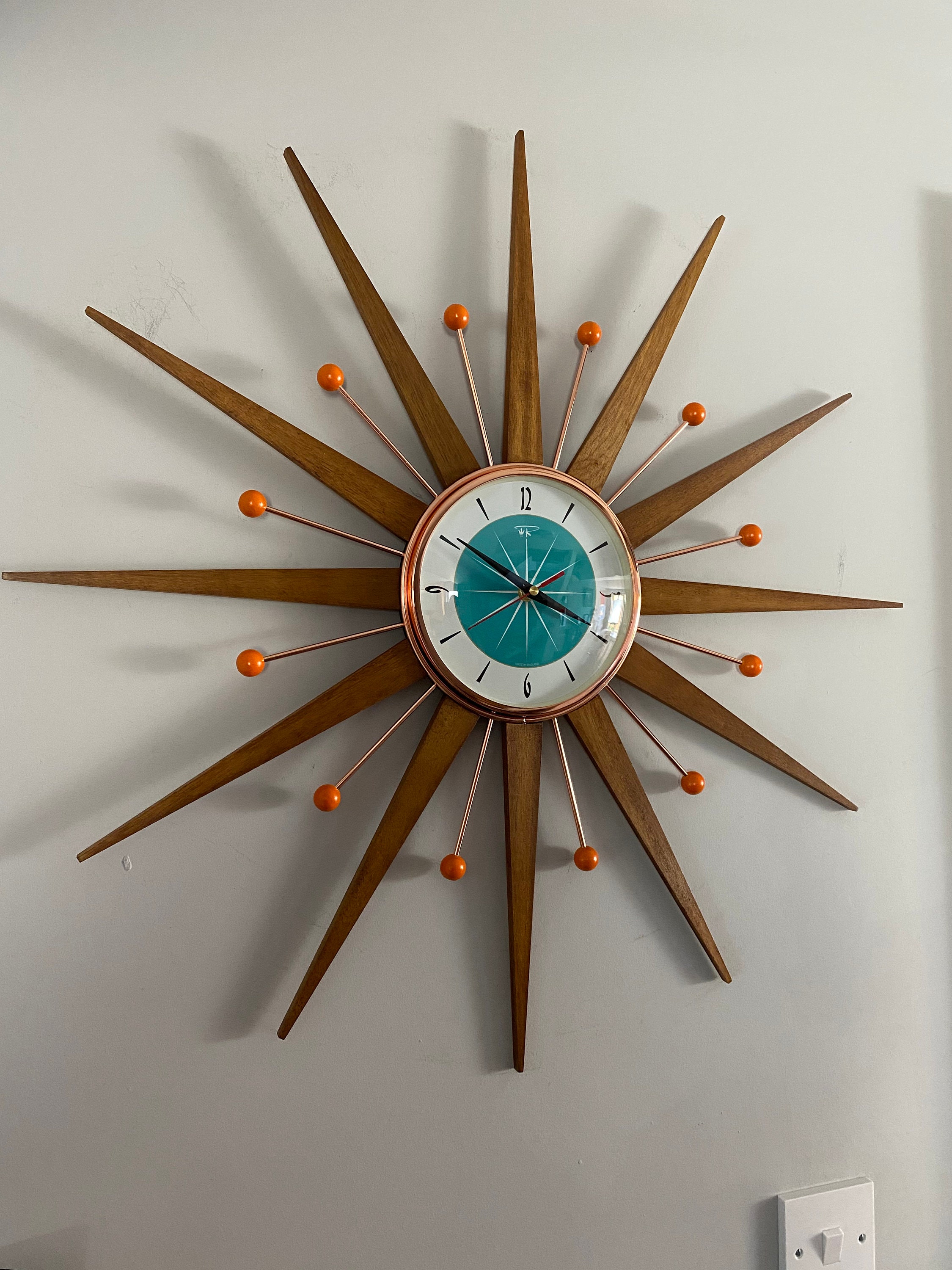 27 Inch Hand Made Mid Century Style Starburst Sunburst Clock - Etsy UK