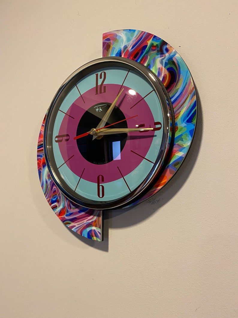 Psychedelic Spinning Meteor Formica Caravan Wall Clock From - Etsy