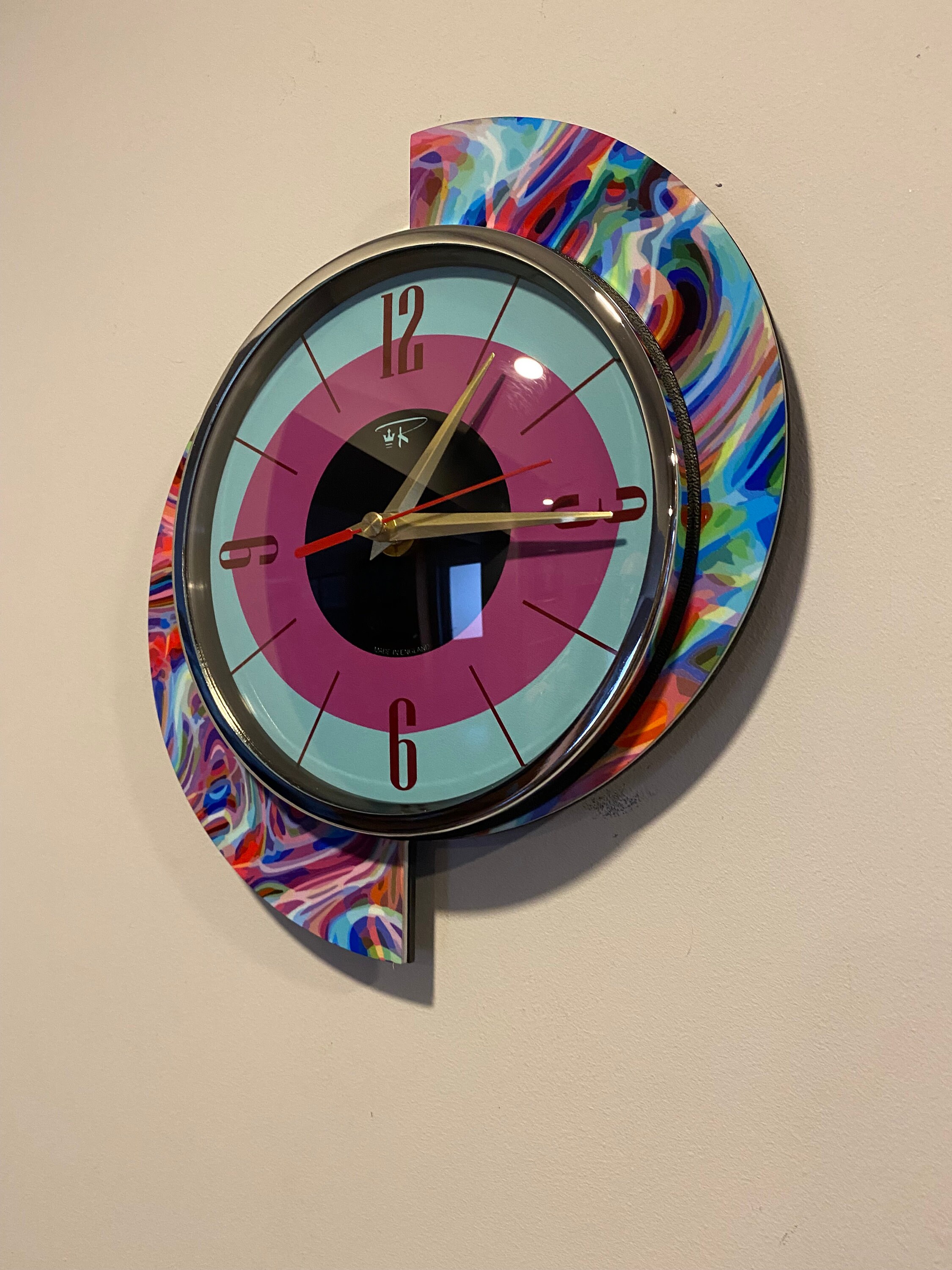 Psychedelic Spinning Meteor Formica Caravan Wall Clock From Royale ...