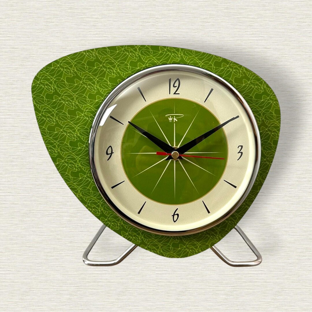 Handmade Asymmetric Mantle Clock, Queens Gambit Style Clock, Avocado ...