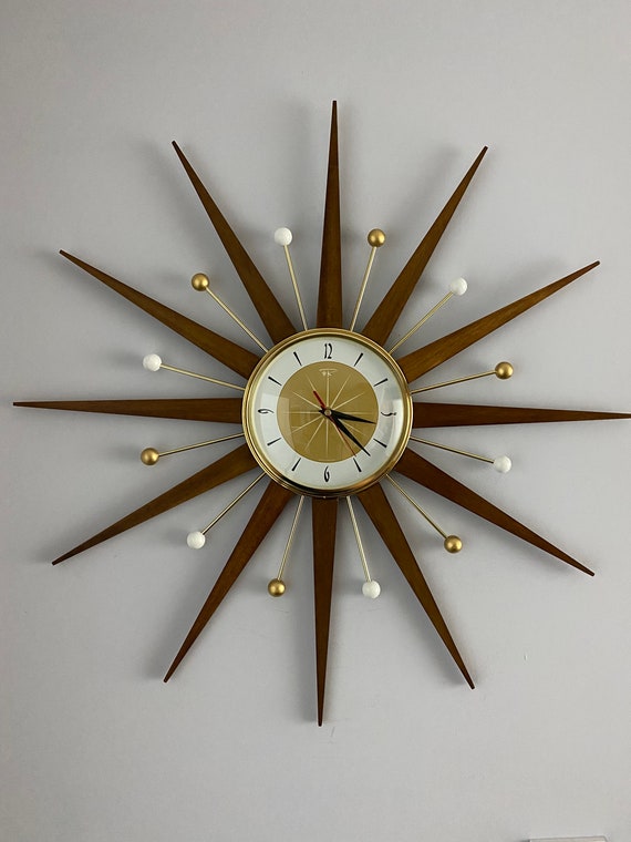 27 Inch Hand Made Mid Century Style Goldtone Starburst Clock | Etsy