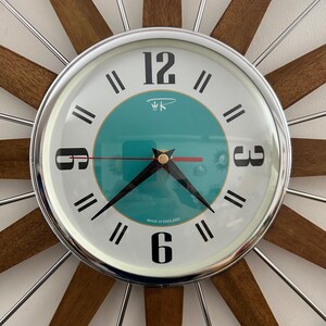 Starburst Wall Clock by Royale Mid Century Modern Style Chrome Silent ...