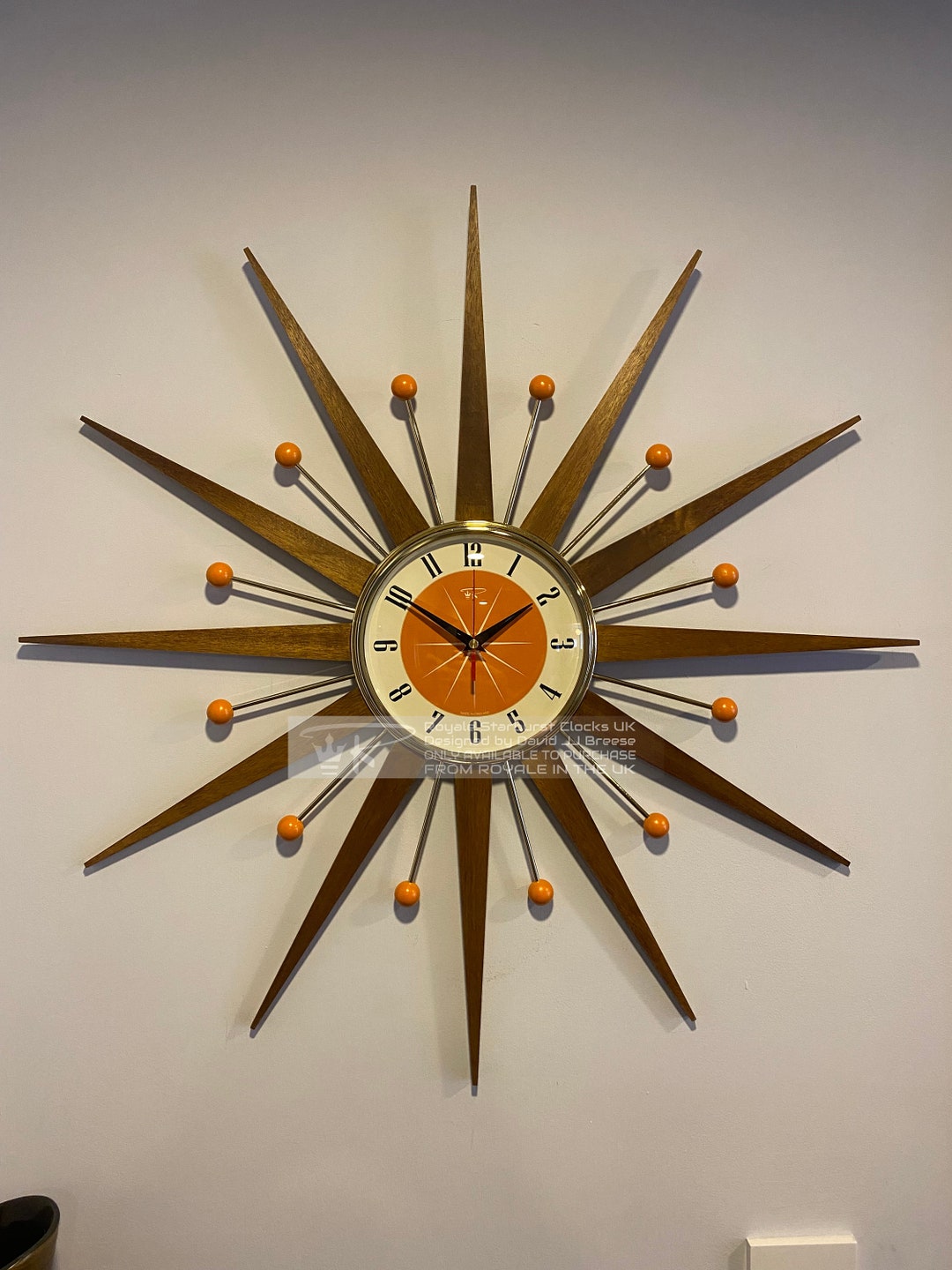 27 Inch Hand Made Mid Century Style Starburst Clock by Royale - Welby ...