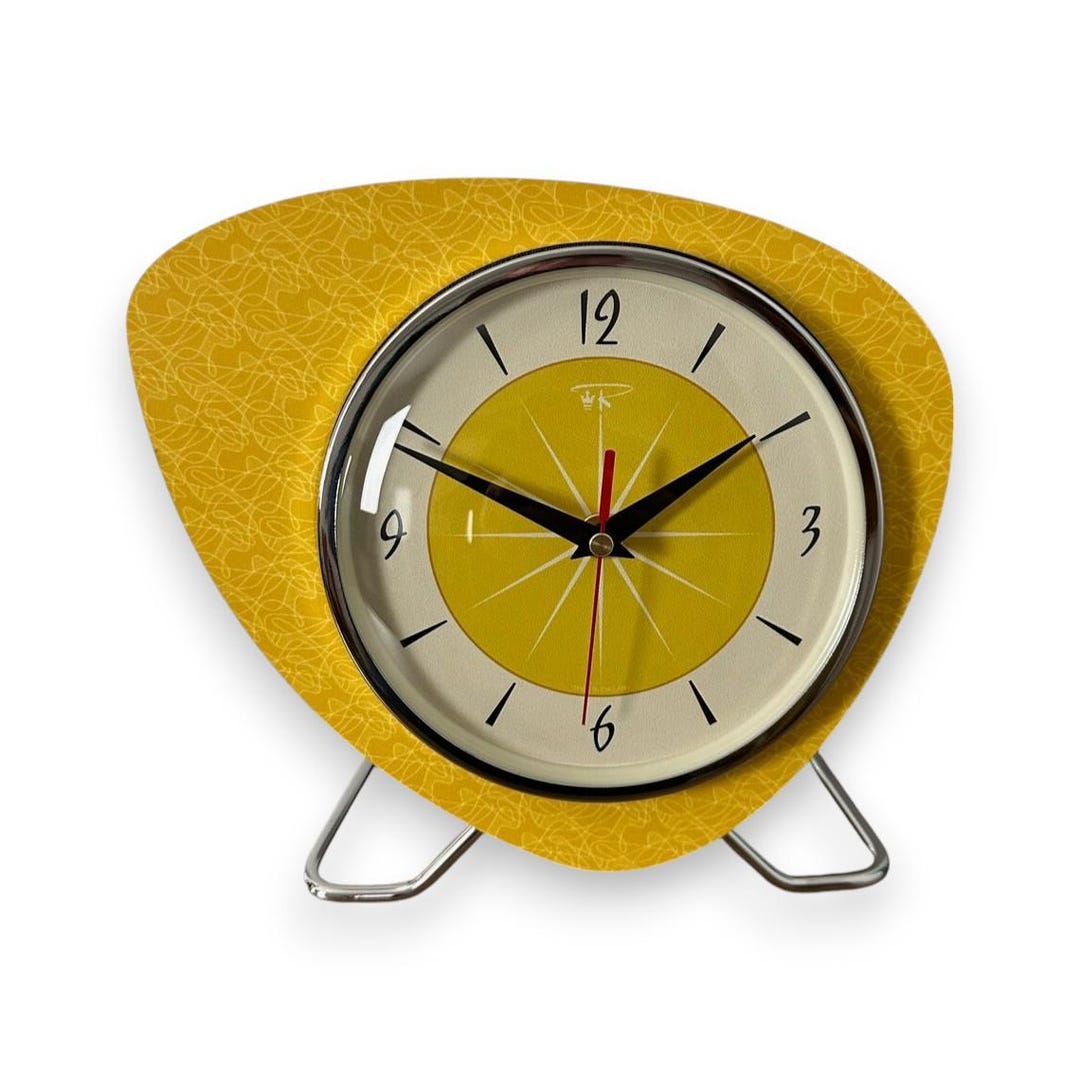 Handmade Mid-century Atomic Mantle Clock: Yellow Starburst Face - Etsy
