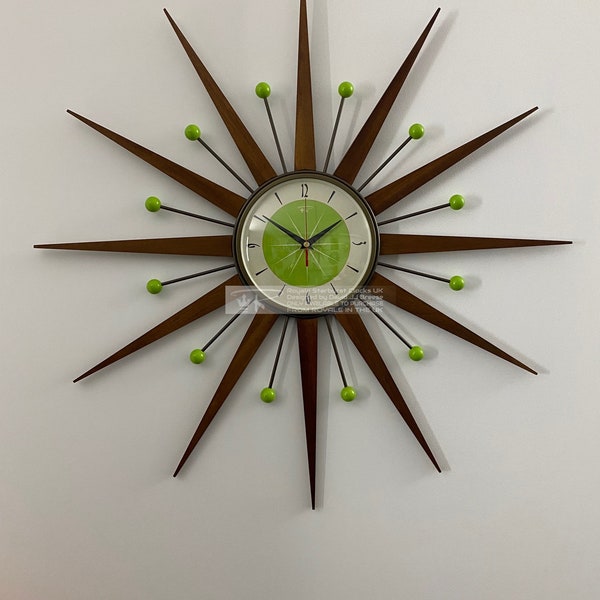 Chartreuse Starburst Wall Clock - Etsy