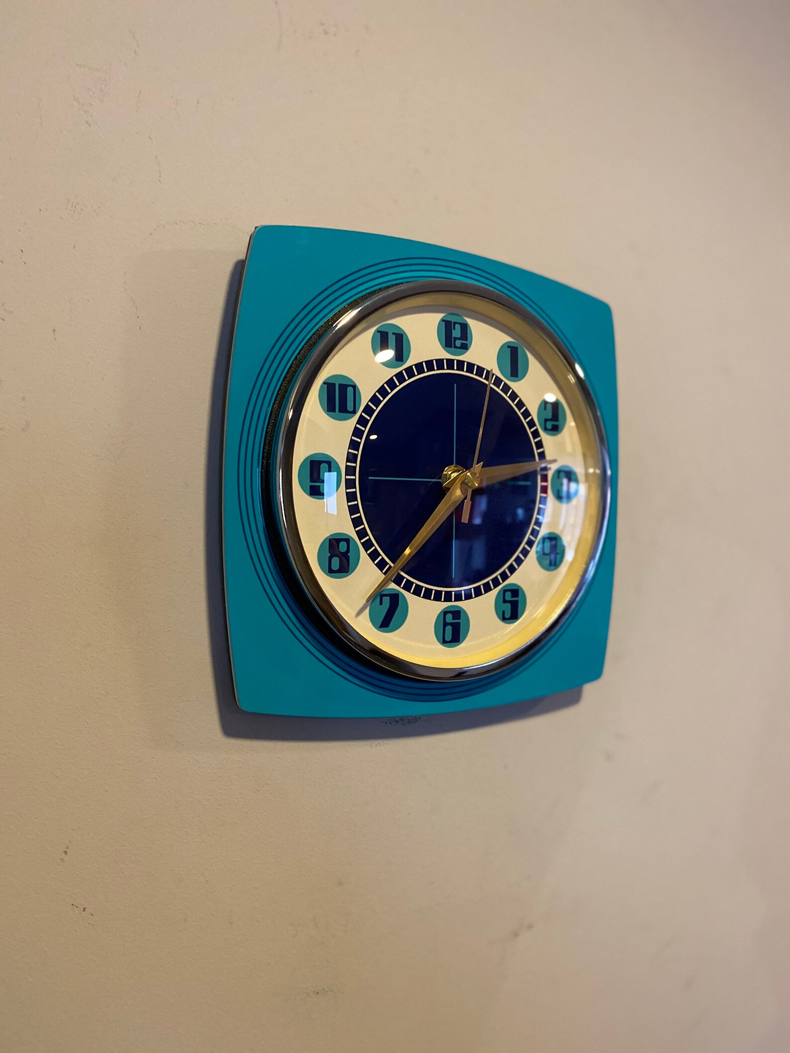 Colour Etched Formica Caravan Wall Clock From Royale Atomic | Etsy