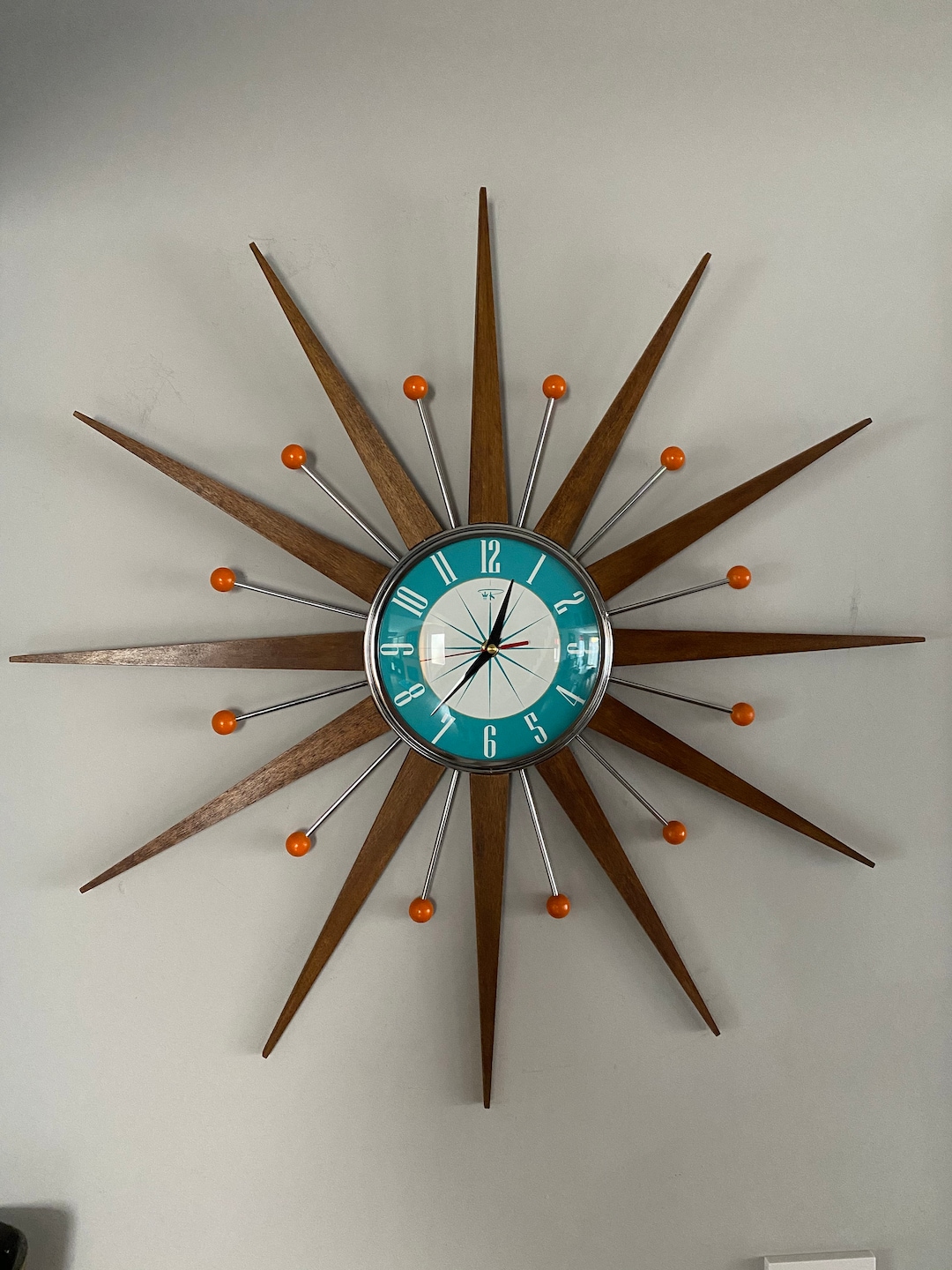 27 Inch Hand Made Mid Century Style Starburst Sunburst Clock by Royale ...