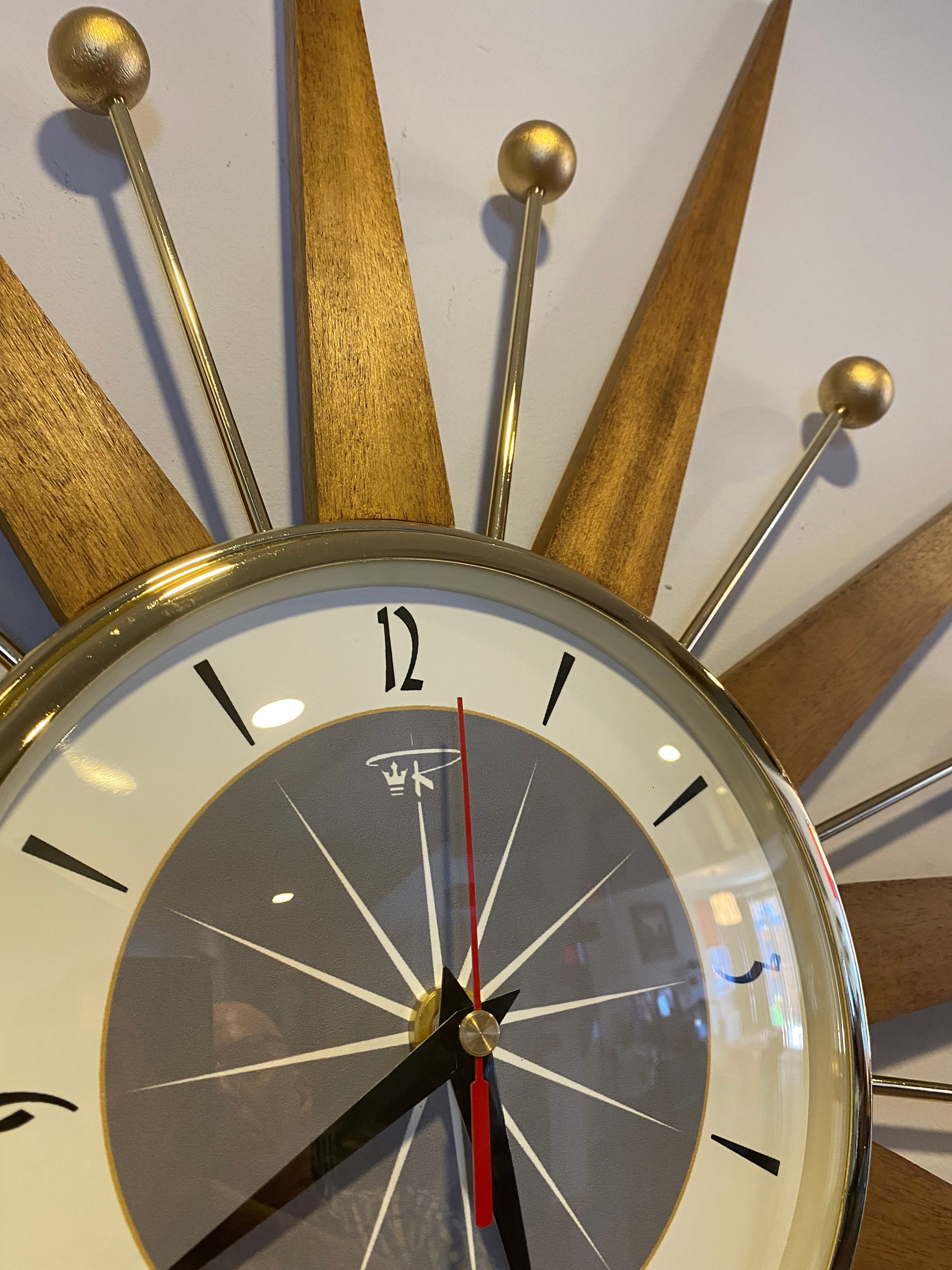 27 inch Hand Made Mid Century style Goldtone Starburst Clock | Etsy