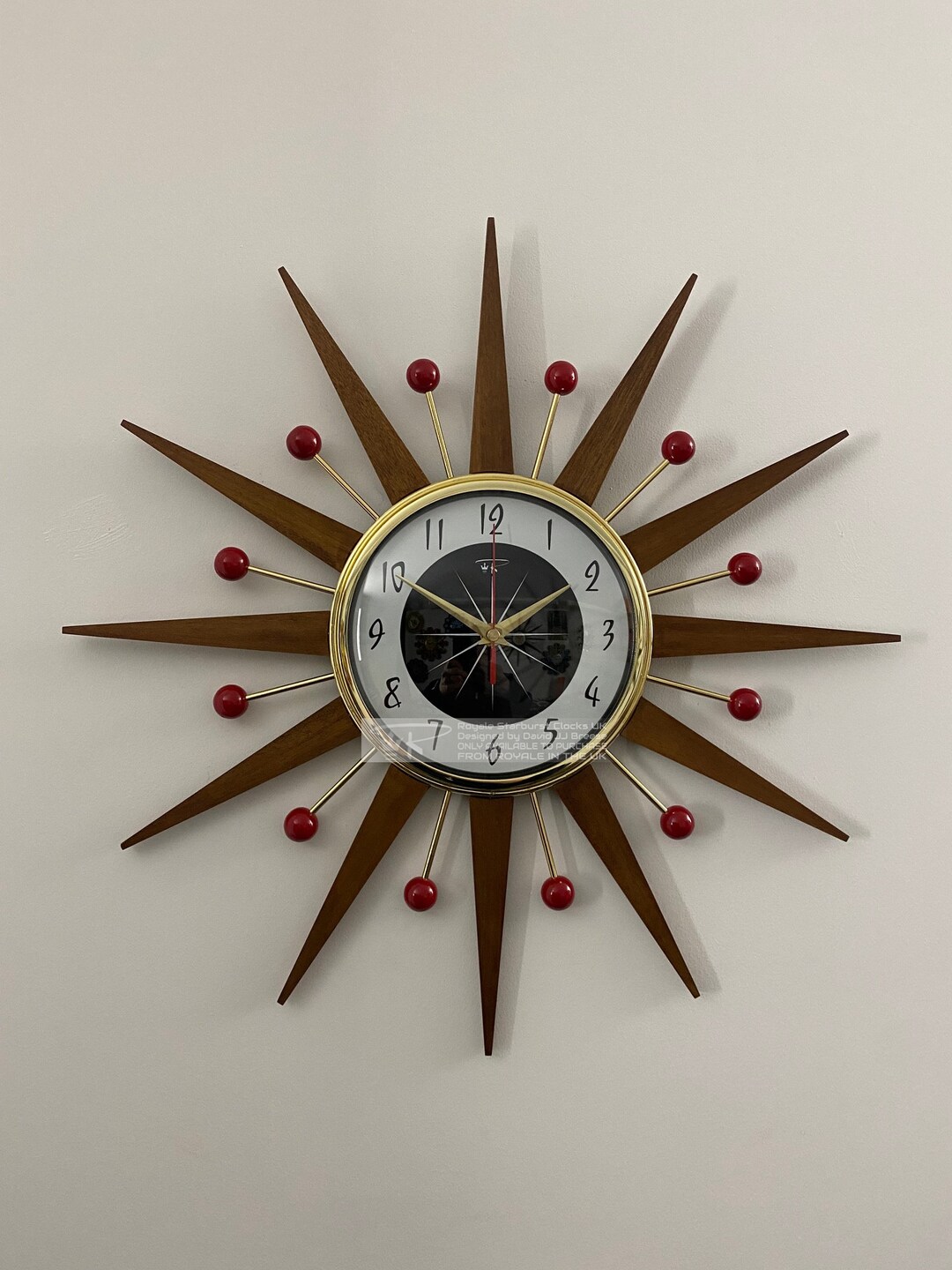 19 Inch Hand Made Mid Century Style Starburst Clock by Royale Welby ...
