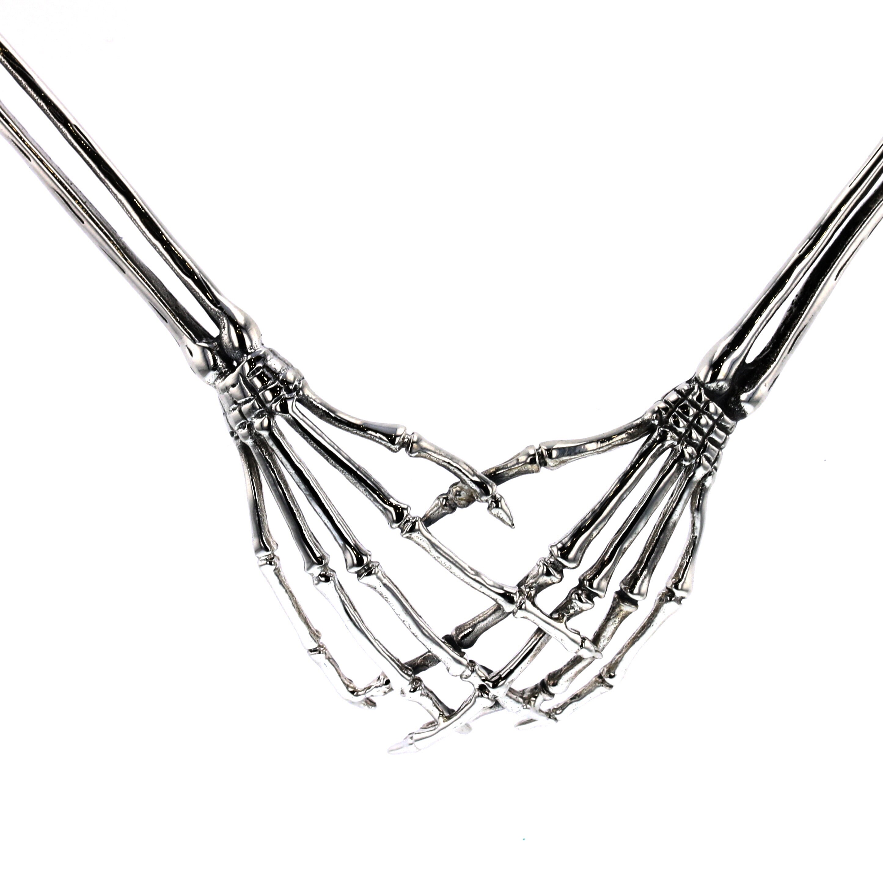 Skeleton hands necklace choking Sterling Silver 925 coolest | Etsy