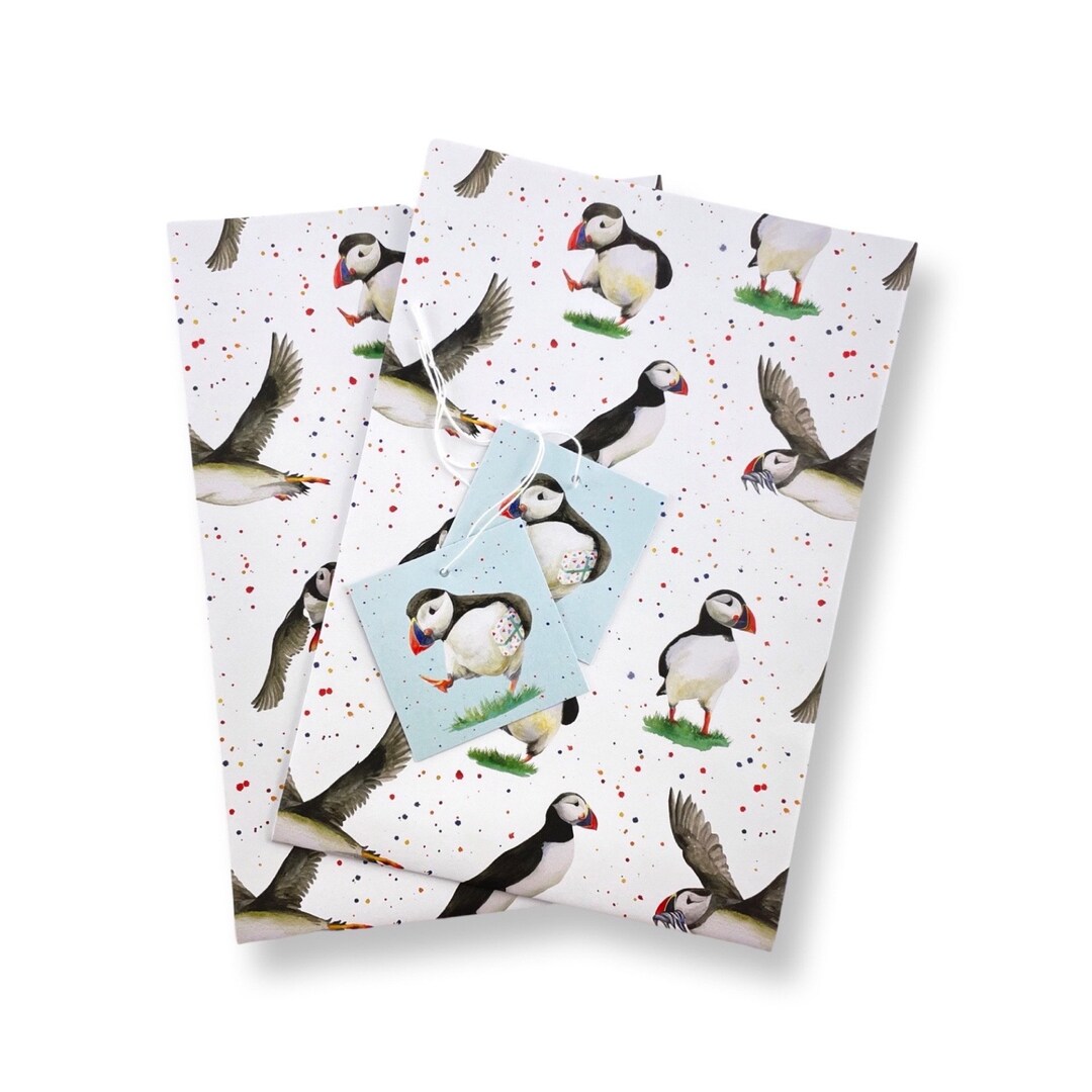 Puffin 100% Recycled and Recyclable Gift Wrapping 2 Sheets - Etsy