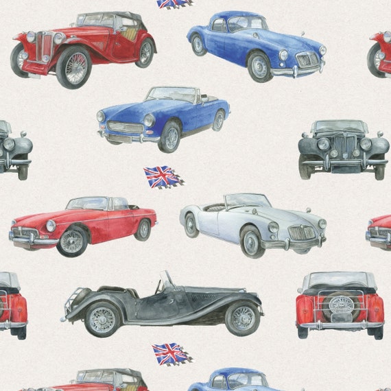 MG Classic Vintage Car Gift Wrapping 2 Sheets With | Etsy