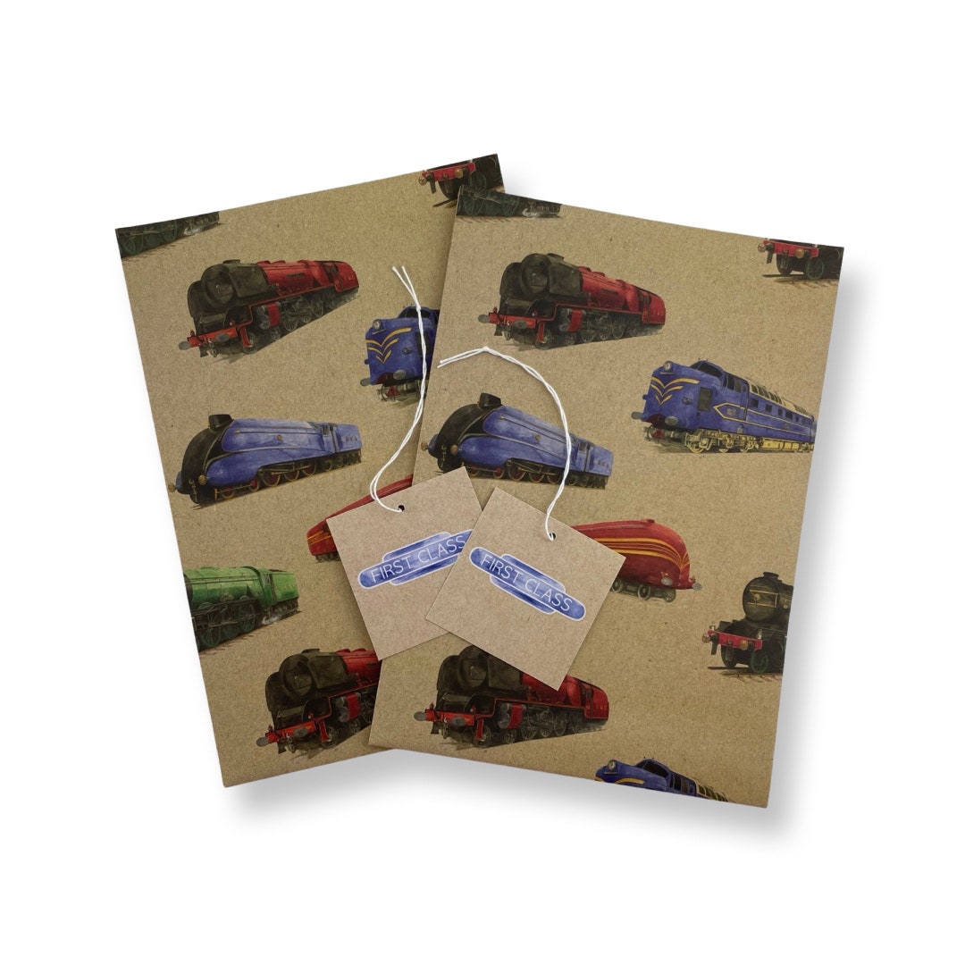 Stream Train Gift Wrapping - Recycled - Steam Engine - Father's Day ...