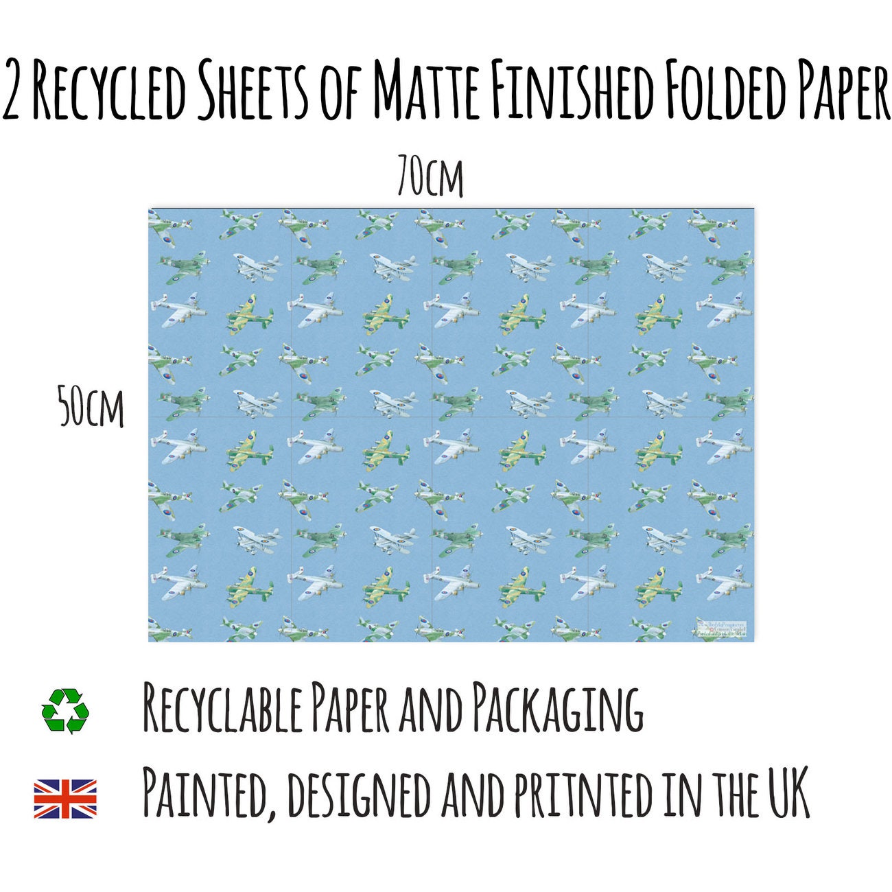 Plane, Aeroplane, Airplane Wrapping Paper Recycled and Recyclable 2 ...
