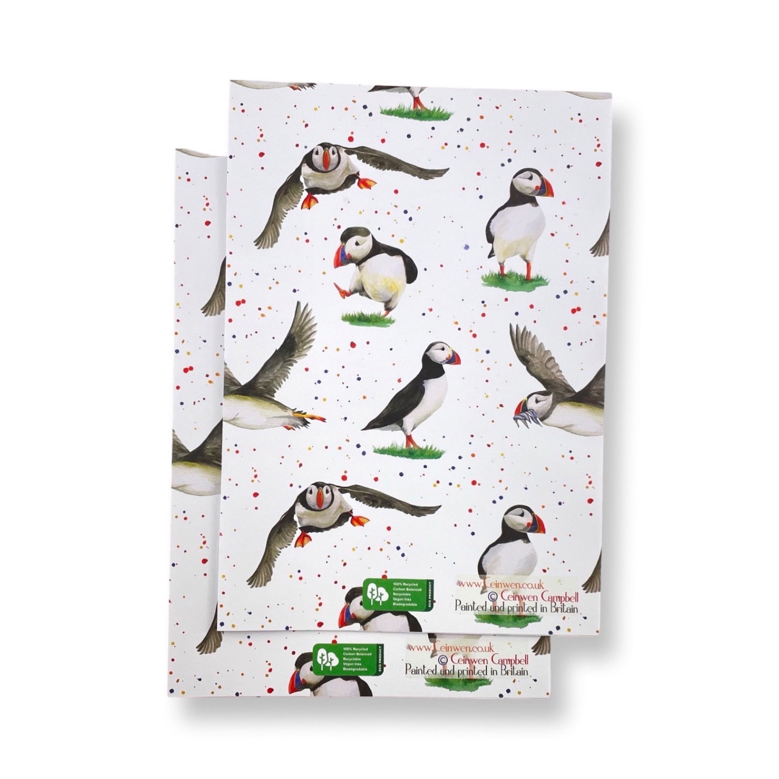 Puffin 100% Recycled and Recyclable Gift Wrapping 2 Sheets - Etsy