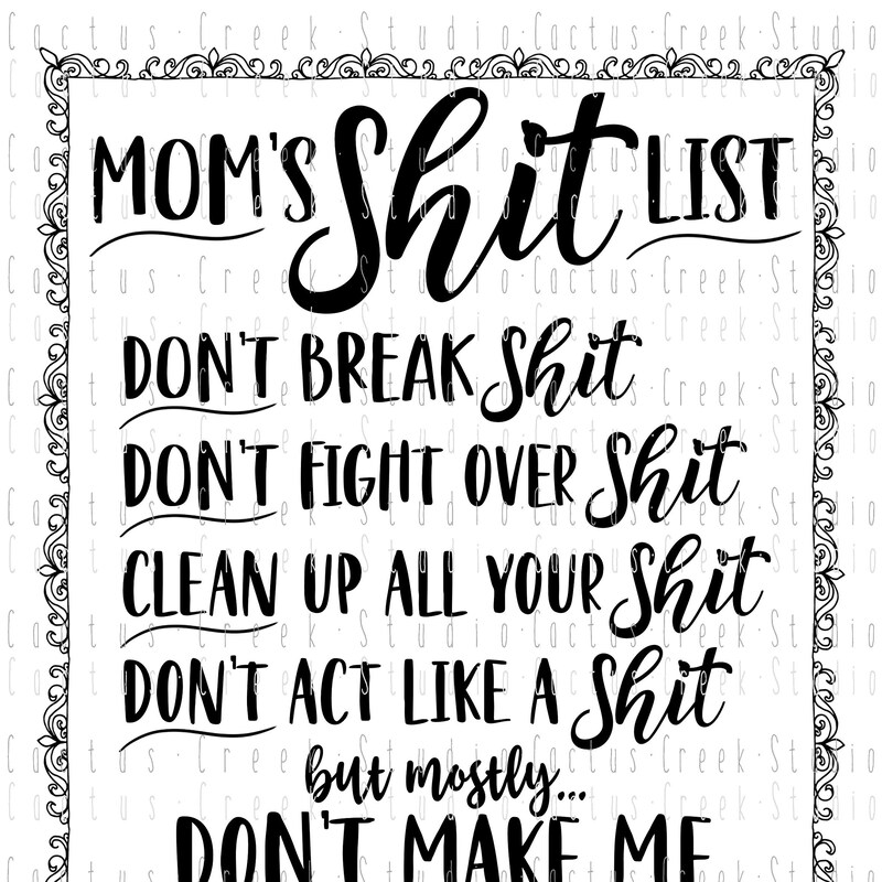 Moms Shit List - Etsy