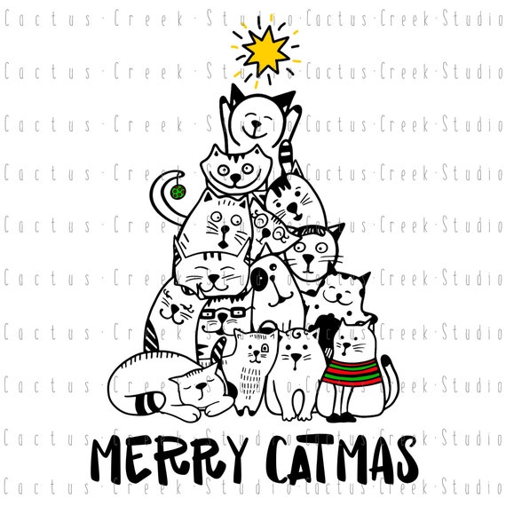 Merry Catmas PNG File Digital Download Sublimation | Etsy