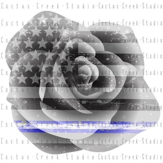 Thin Blue Line EMS Flag Rose PNG File Digital Download - Etsy