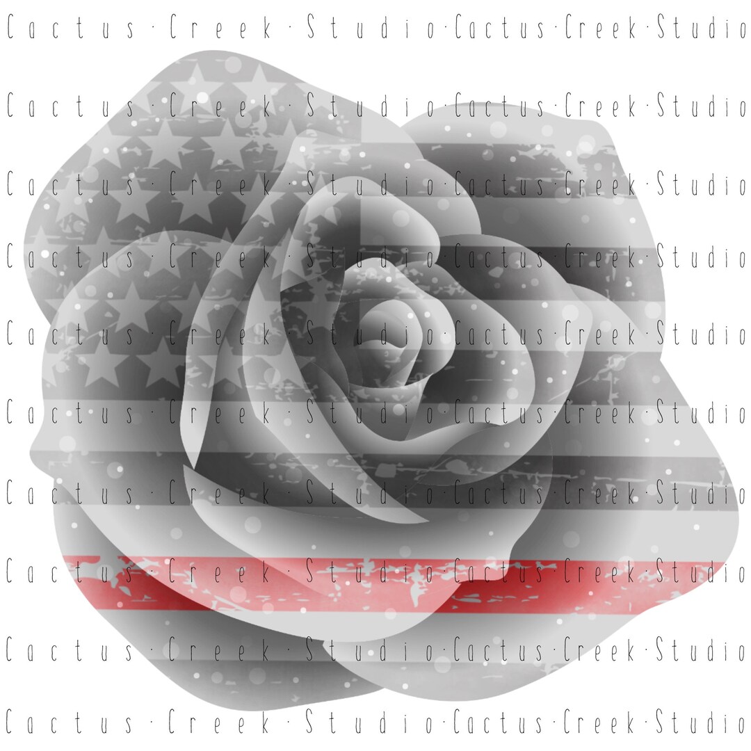 Thin Red Line Firefighter Flag Rose | PNG File | Digital Download ...