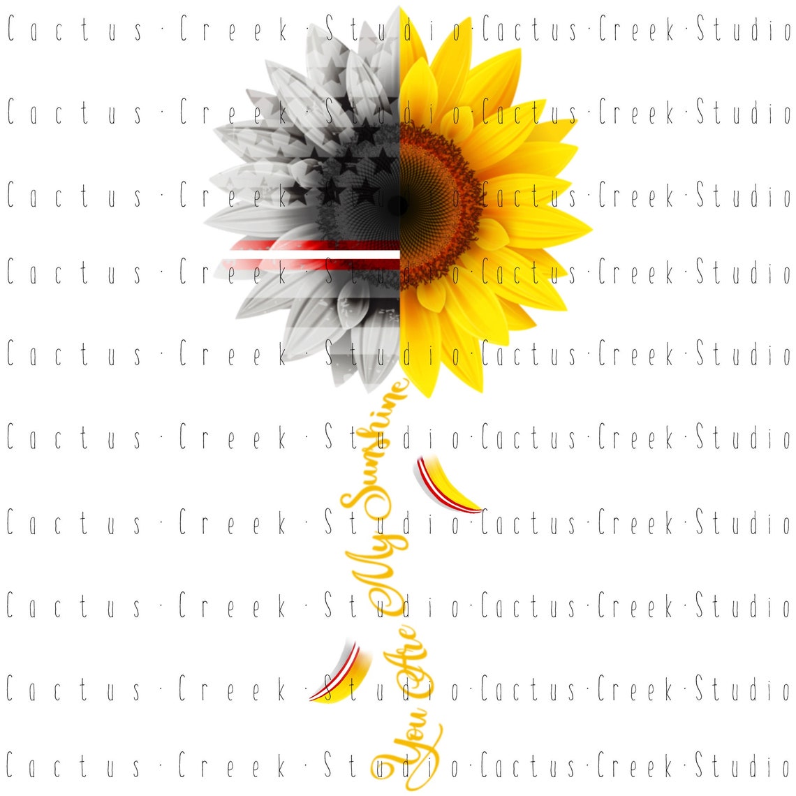 Thin Red Line Nurse Flag Sunflower PNG File Digital | Etsy