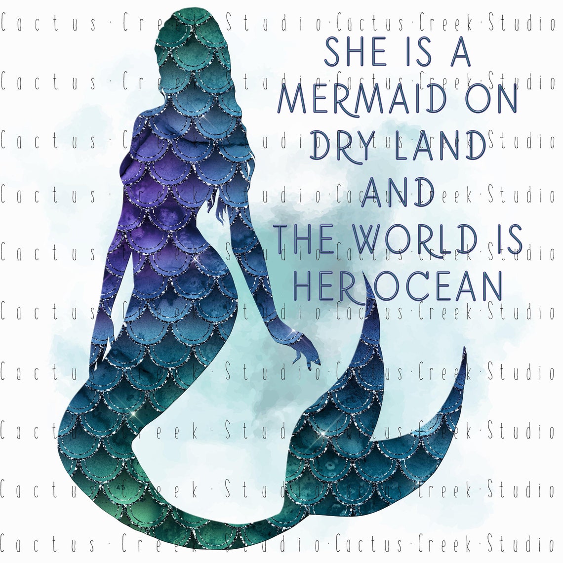 She is A Mermaid on Dry Land and the World is Her Ocean PNG | Etsy