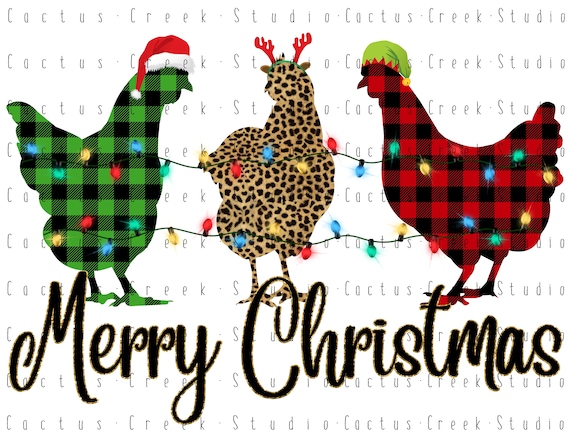 Merry Christmas Chickens PNG File Digital Download - Etsy