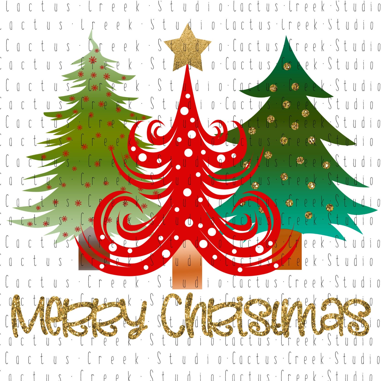 Merry Christmas Whimsical Trees PNG File Digital Download - Etsy