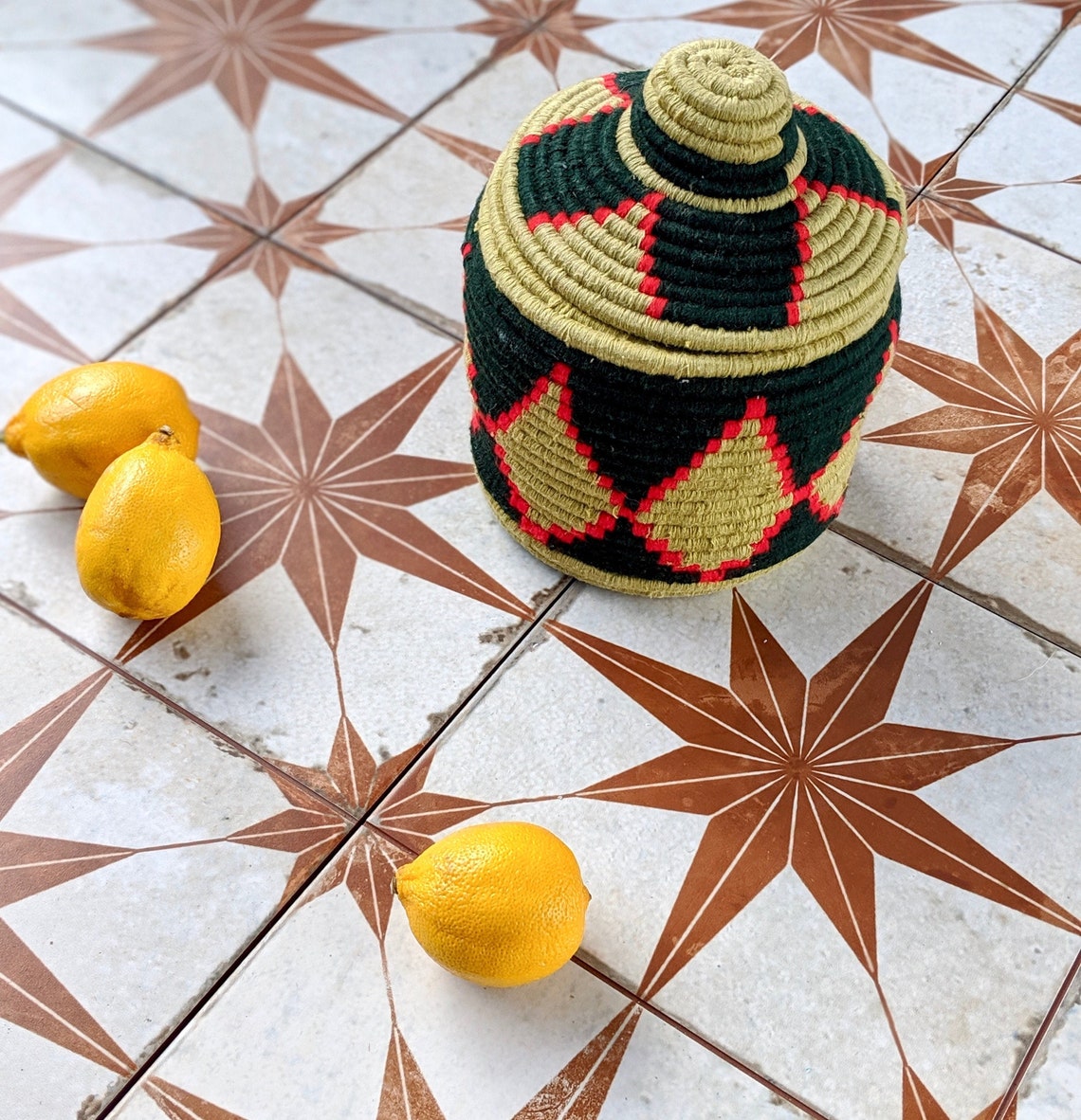 Vintage Handmade Moroccan Berber Bread Basket Green 8 | Etsy