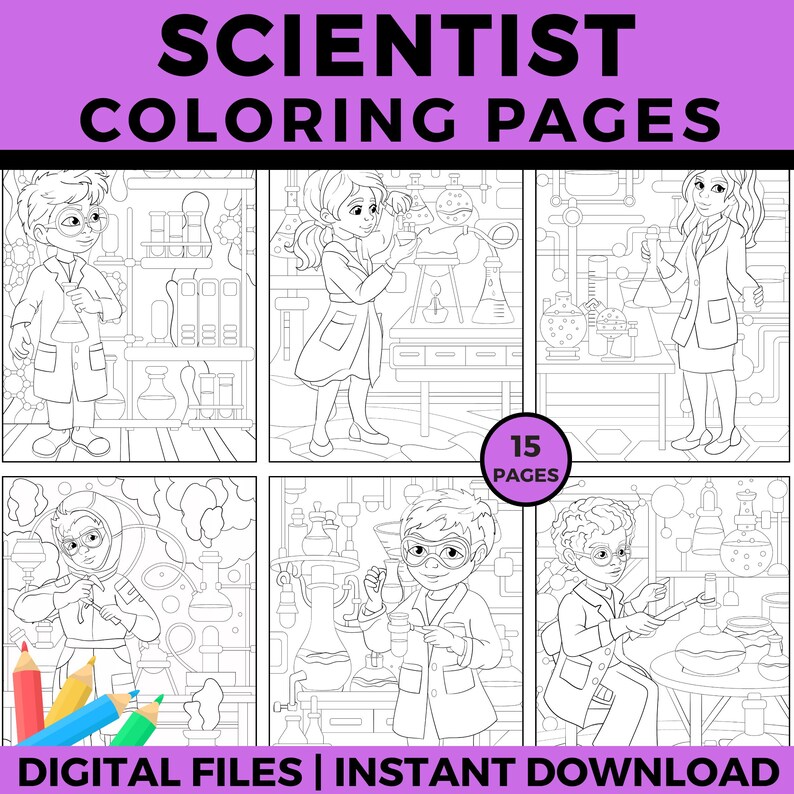 Scientist Coloring Pages, STEM Coloring Sheets for Kids | Women in ...