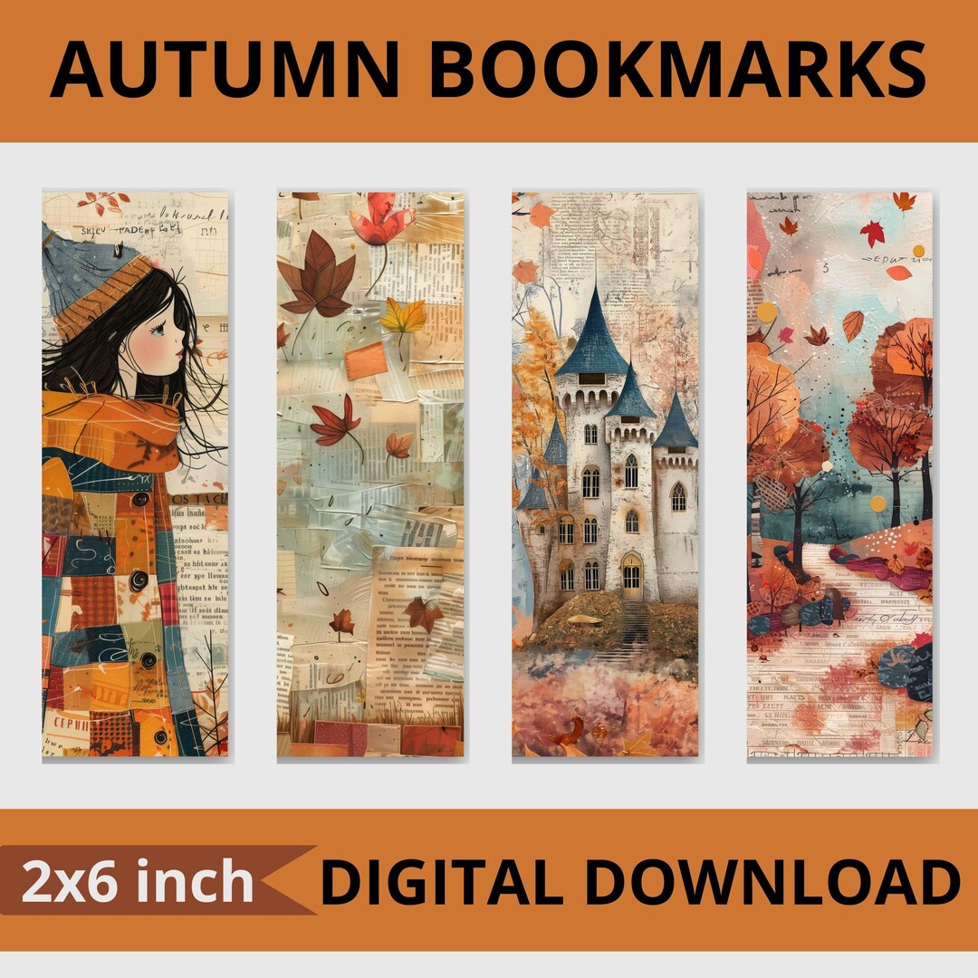 16 AUTUMN Bookmarks, Digital Printable Bookmarks, Digital Bookmark ...