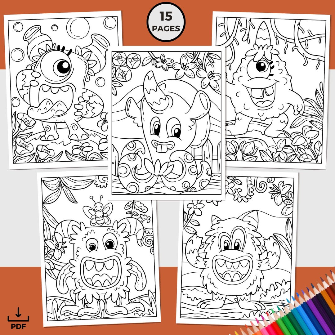 MONSTERS Coloring Pages, Instant Download, Monster Coloring Pages, Fun ...