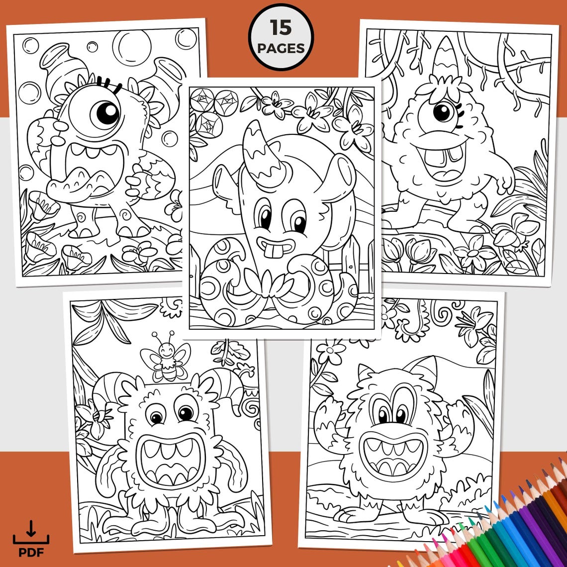 MONSTERS Coloring Pages, Instant Download, Monster Coloring Pages, Fun ...
