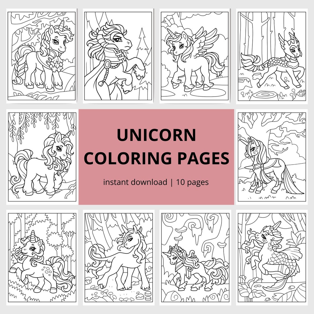 UNICORN Coloring Pages, Instant Download, Kids Camp Coloring Pages ...