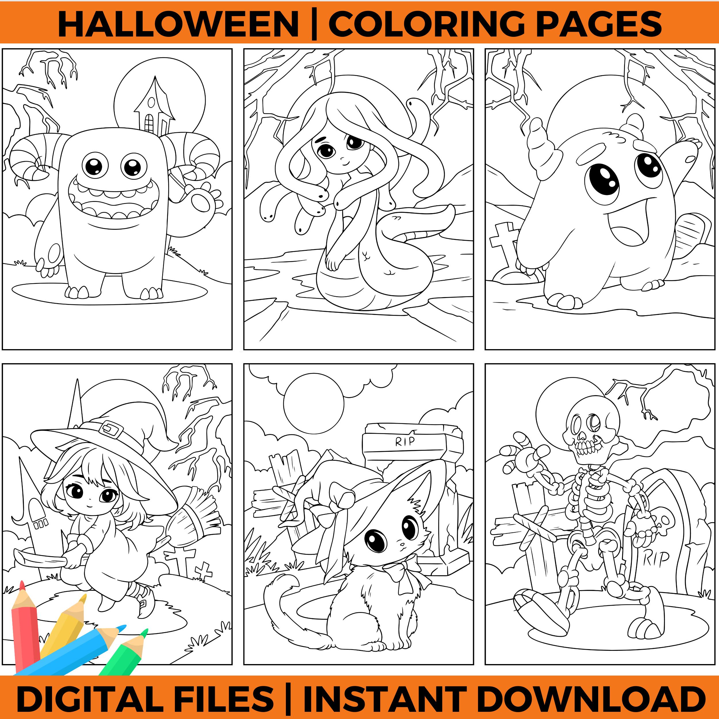 HALLOWEEN Coloring Pages, Instant Download, Halloween Coloring Pages ...